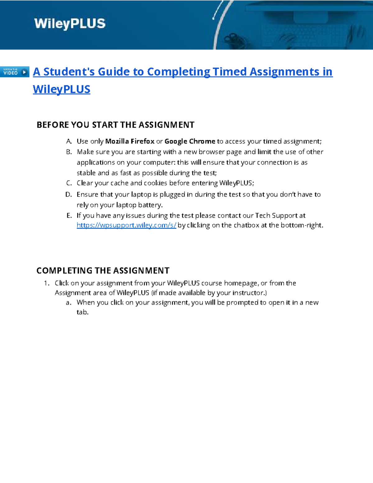 How to complete Timed Assignments in NEW Wiley PLUS (3) 1 - A Student's Guide to Completing ...