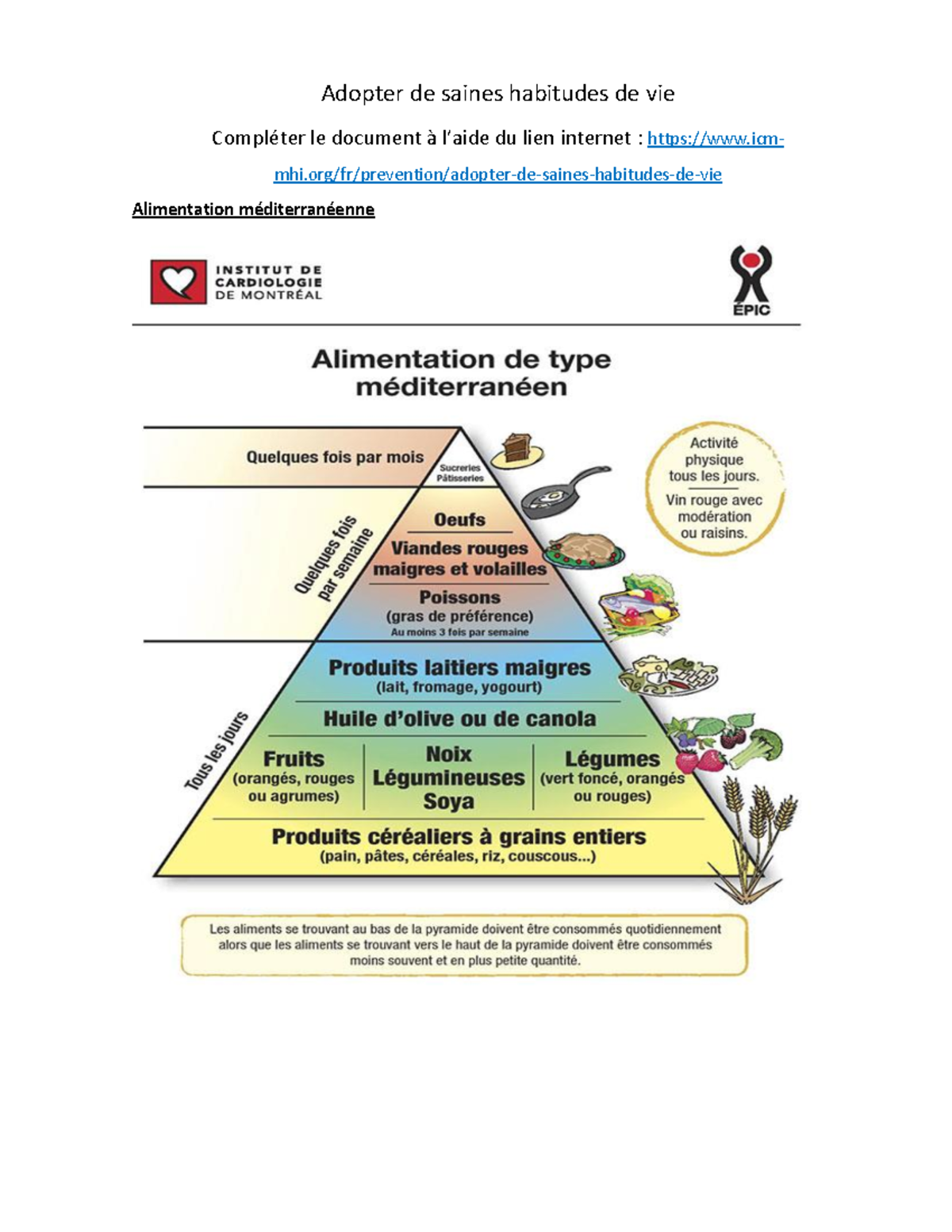 Guide d’étude - Adopter de saines habitudes de vie - Adopter de saines ...