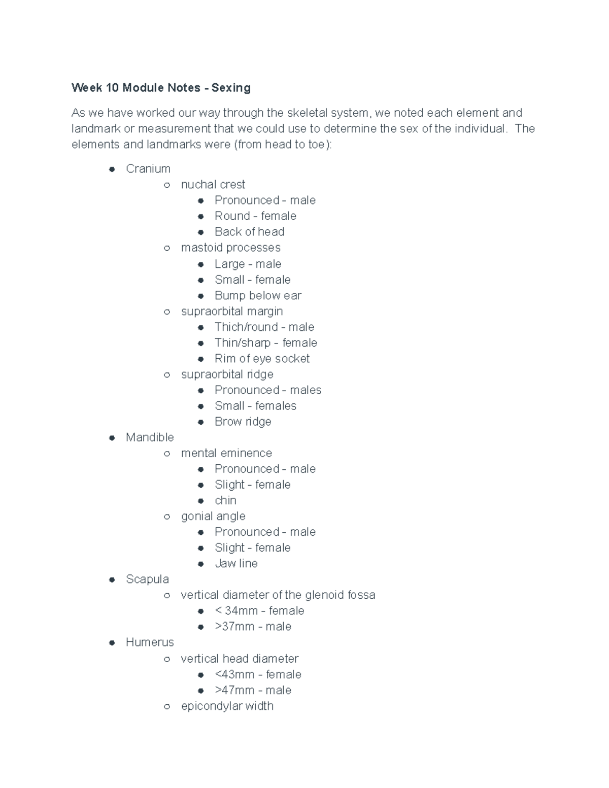 Week 10 Module Notes - Sexing - Google Docs - Week 10 Module Notes ...