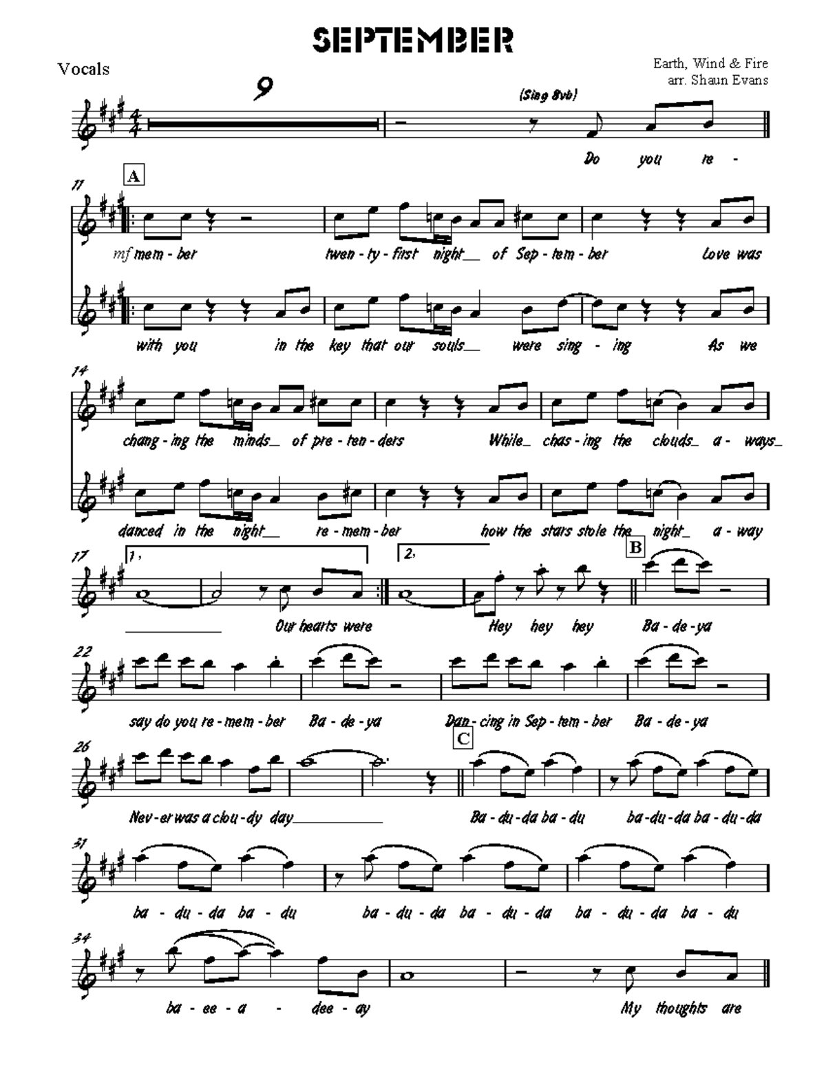 september earth wind and fire score band - Vocals Earth, Wind & Fire ...