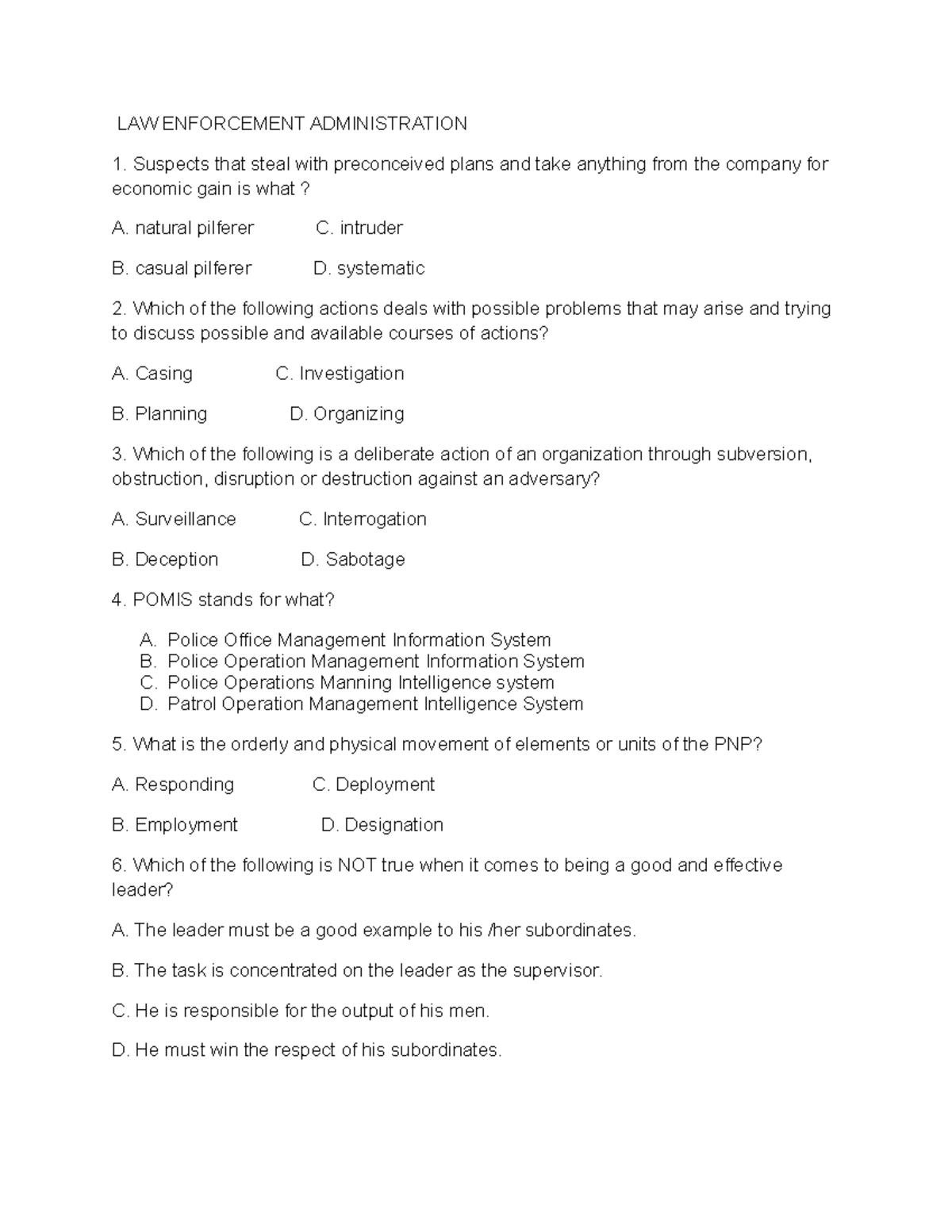 LEA Course Audit 2 - Law enforcement administration - LAW ENFORCEMENT ...