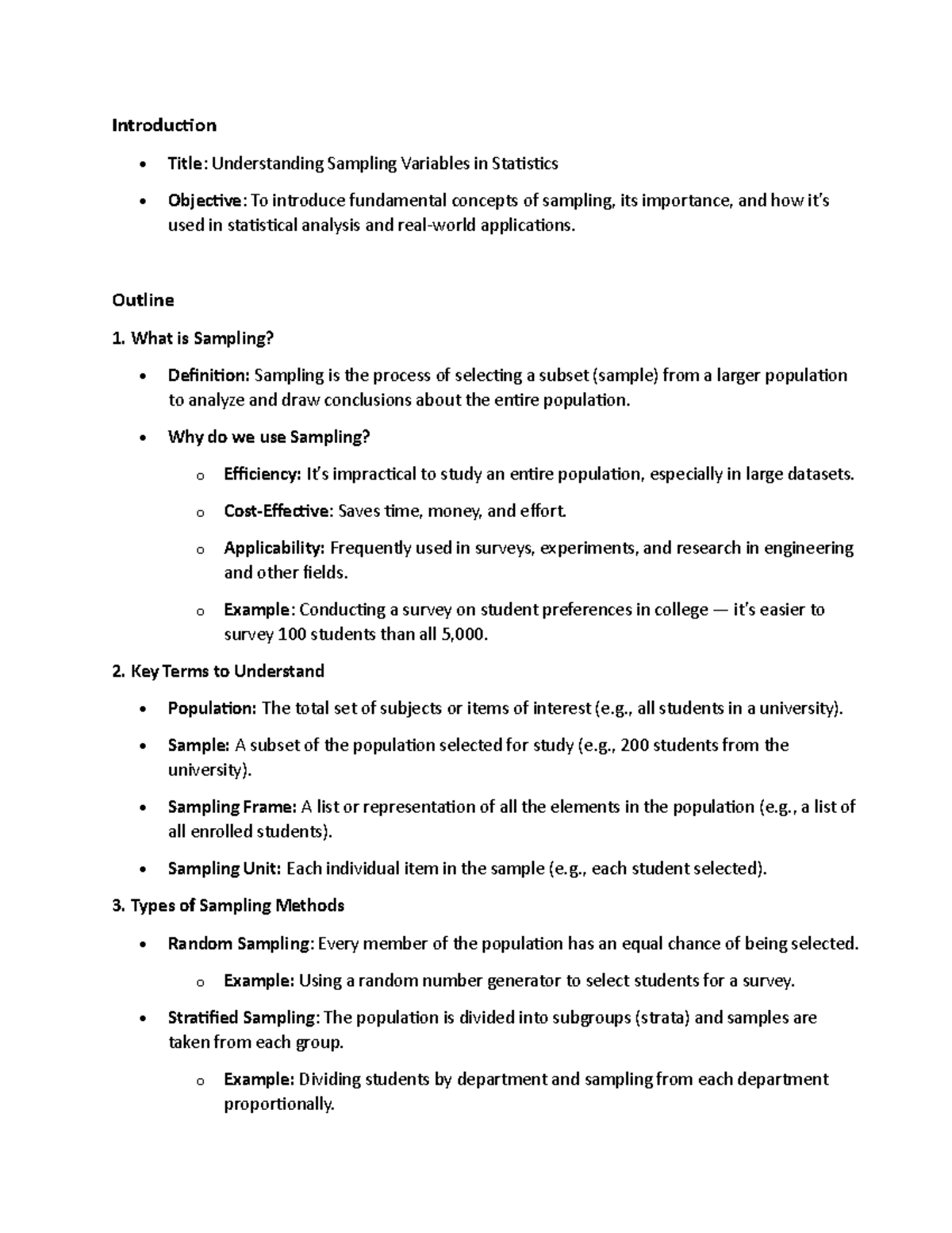 Maths seminar report - Introduction Title: Understanding Sampling ...
