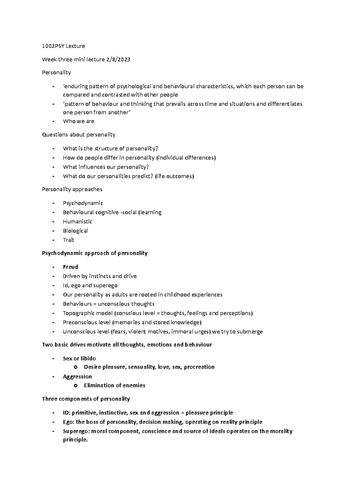 1002PSY Lecture - 1002PSY Lecture Week three mini lecture 2/8 ...