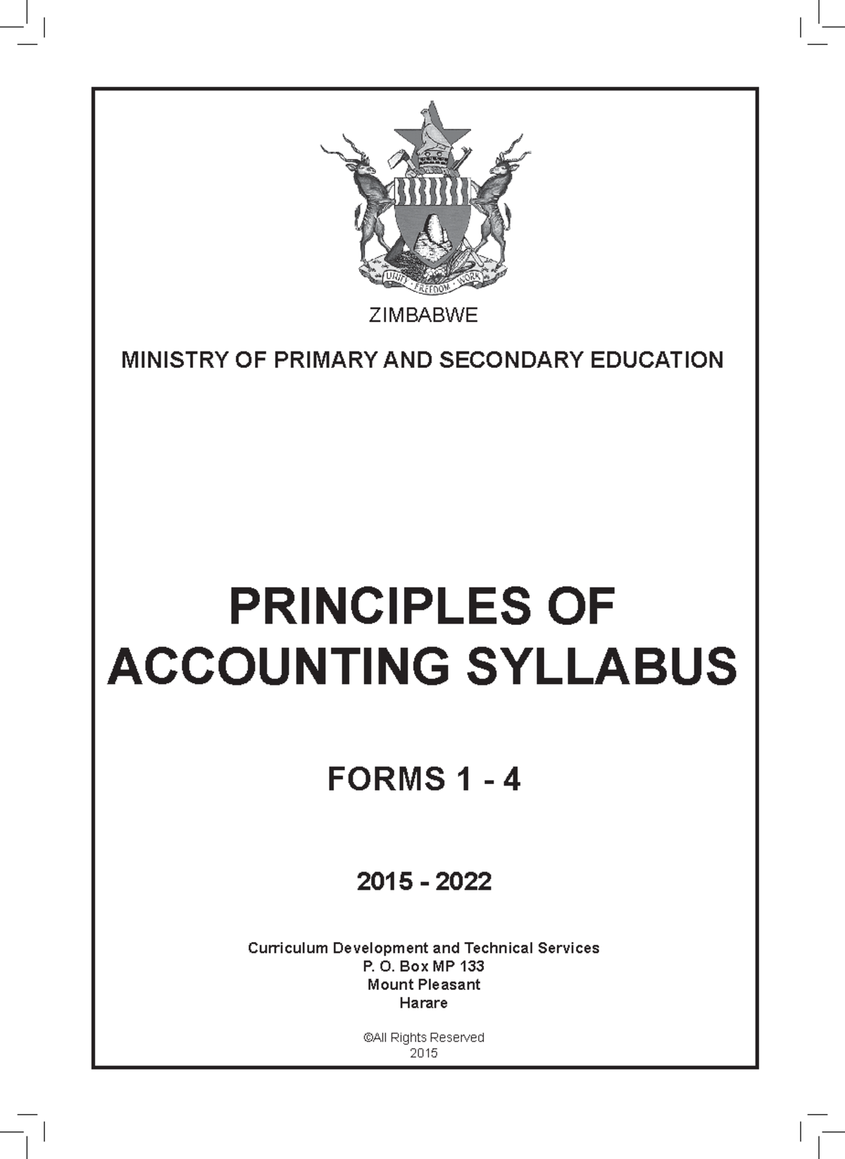Form 1-4 Accounting Syllabus - ZIMBABWE MINISTRY OF PRIMARY AND ...