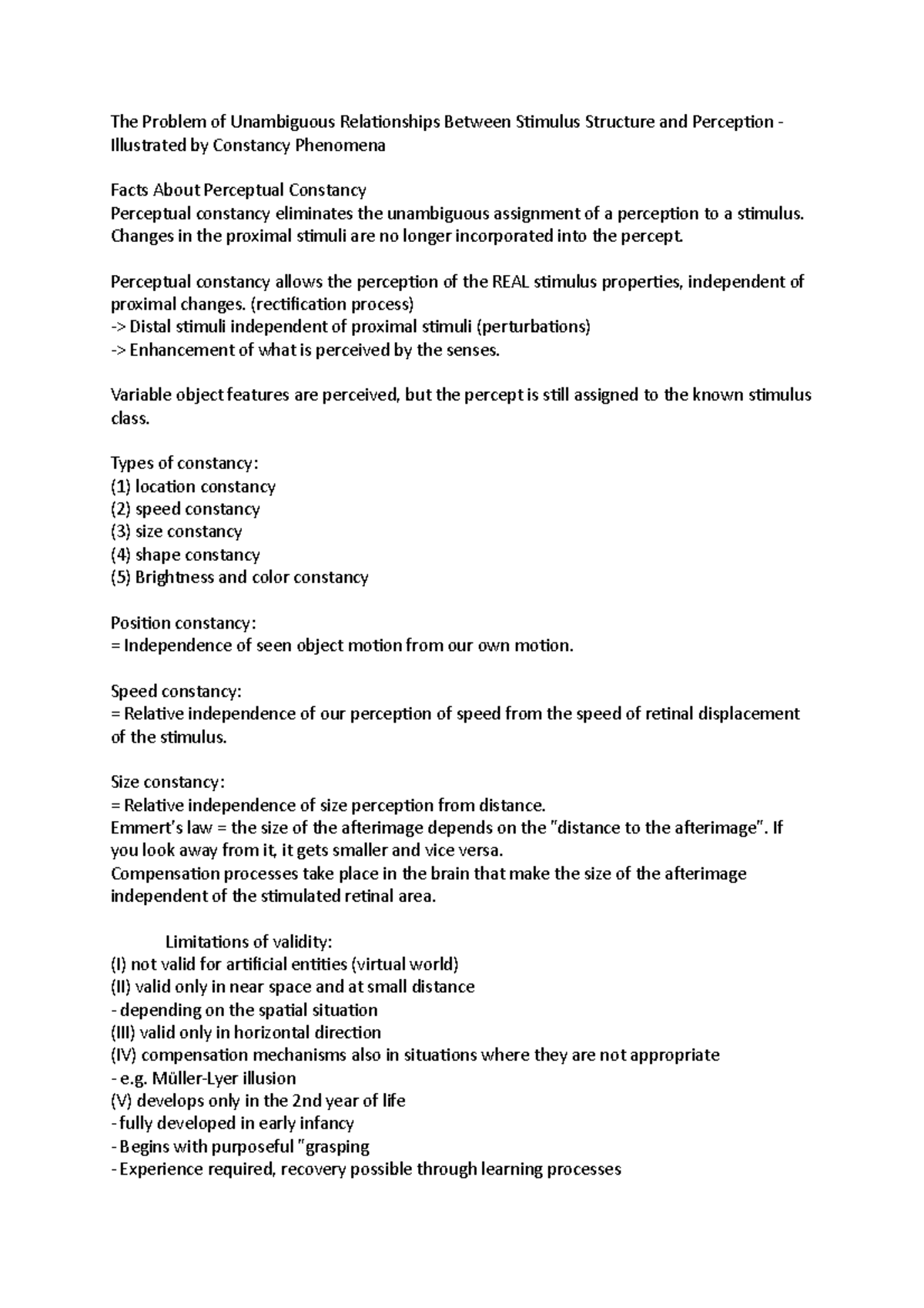 The Problem of Unambiguous Relationships Between Stimulus Structure and ...