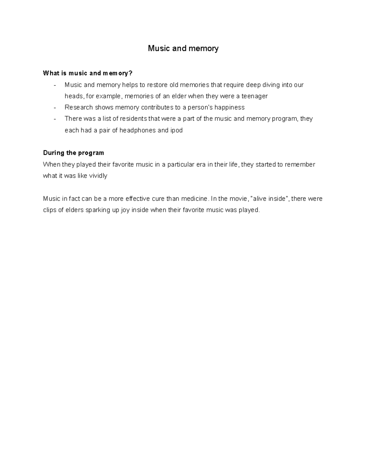 Music and memory - professor Miltiades - Music and memory What is music ...