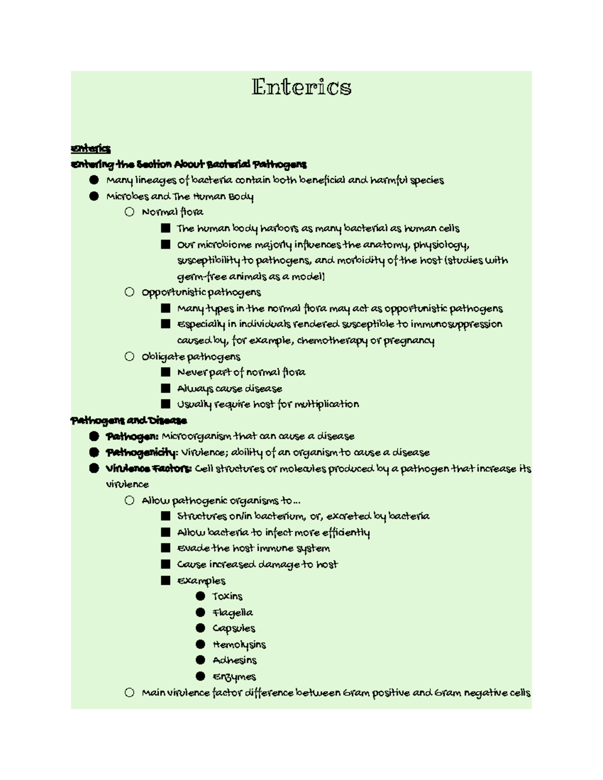 Enterics - Lecture notes - Enterics Enterics Entering the Section About ...