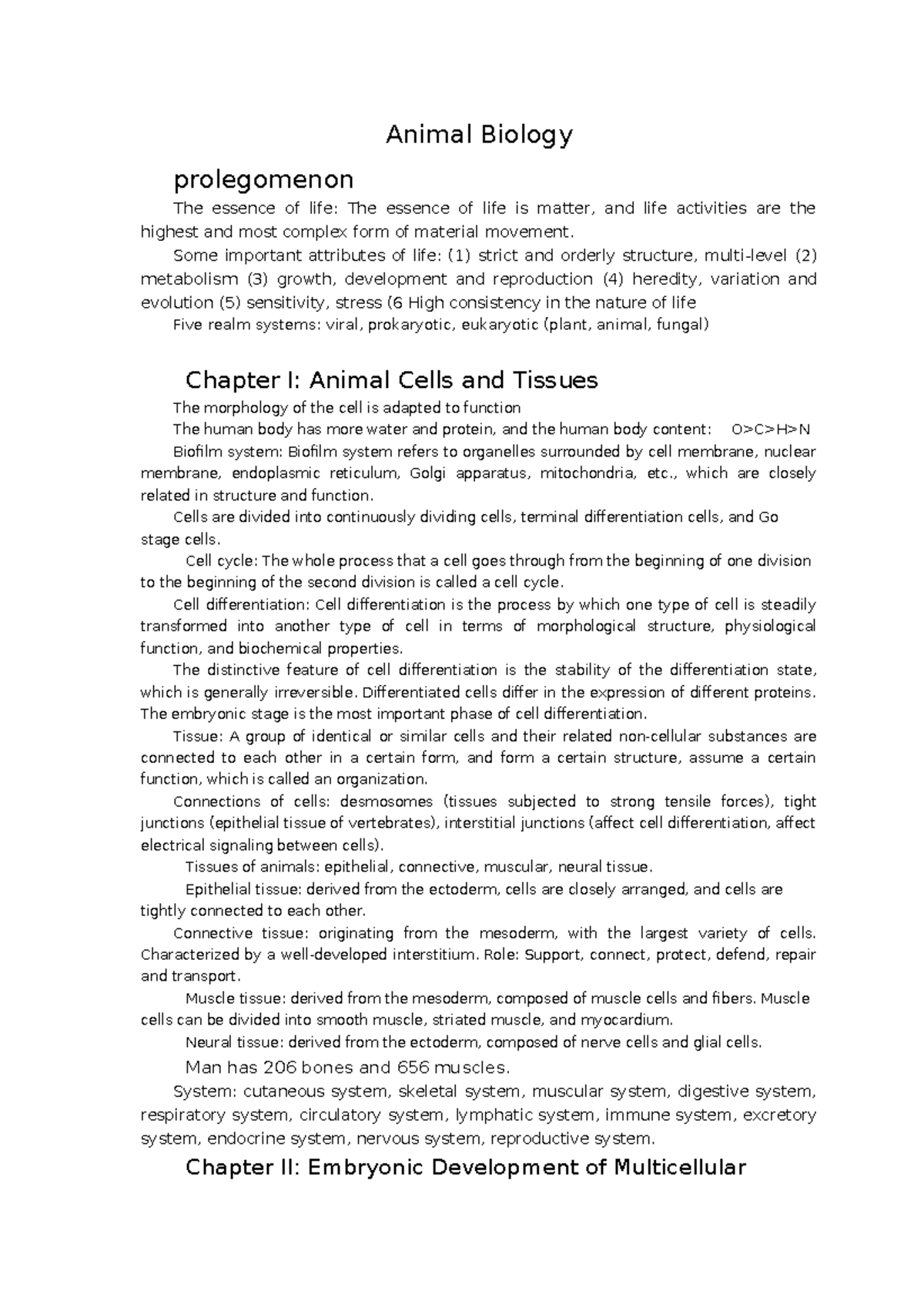 Animal Biology - Summary of biological knowledge points - Animal ...