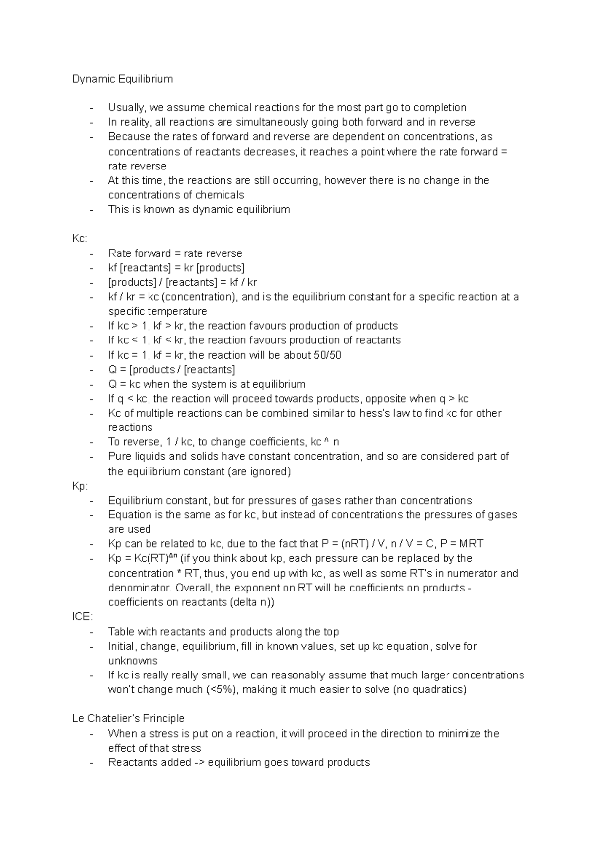 Equilibrium Study Notes - Dynamic Equilibrium Usually, we assume ...