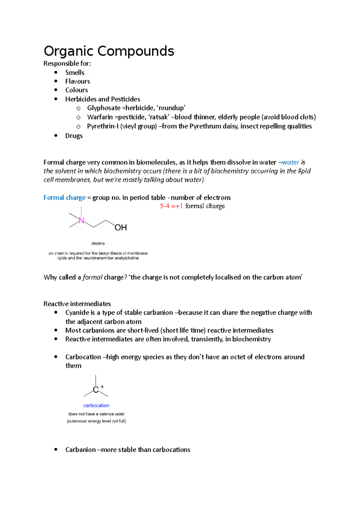 1. Organic Compounds - Lecture notes 1 - Organic Compounds Responsible ...