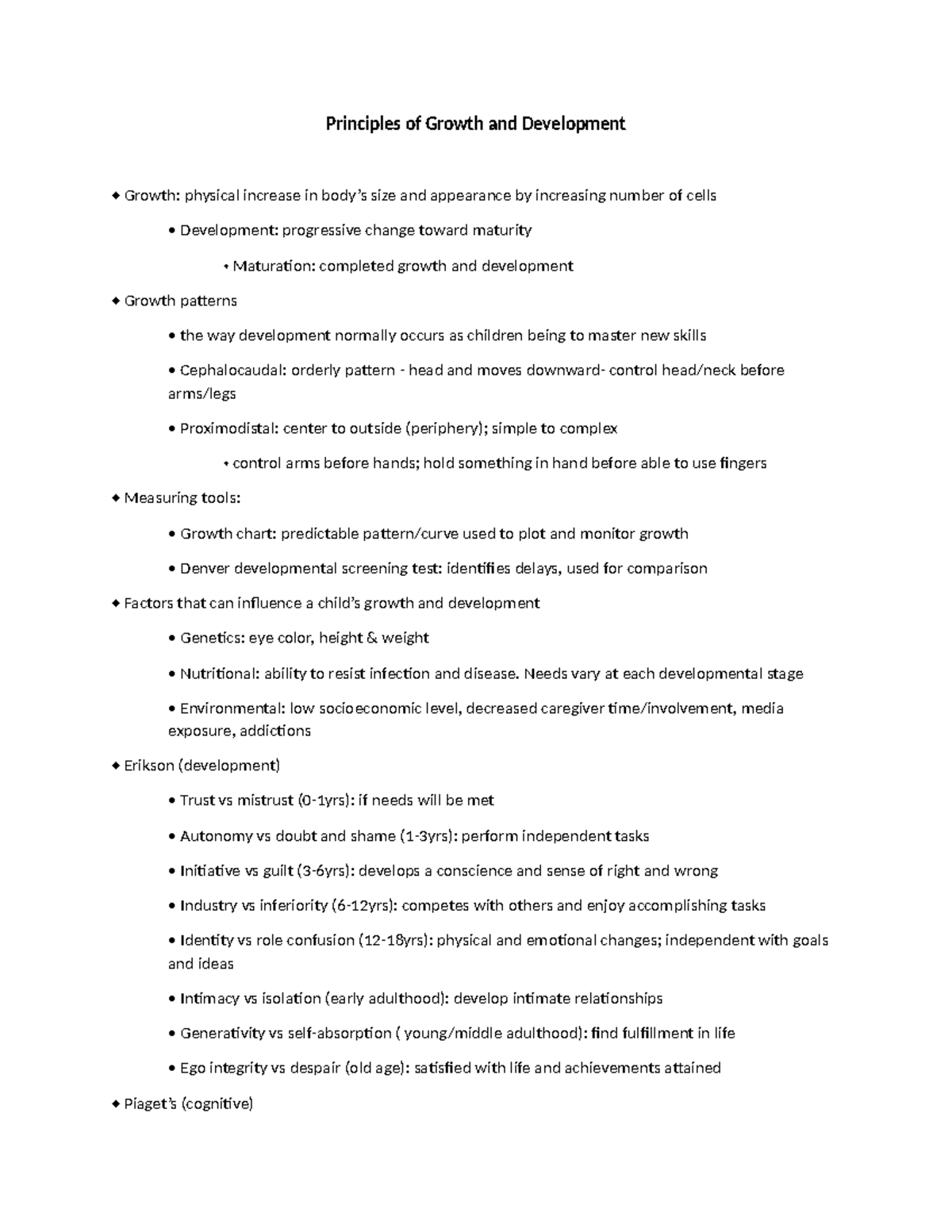 Principles of Growth and Development Peds theorists - Principles of ...