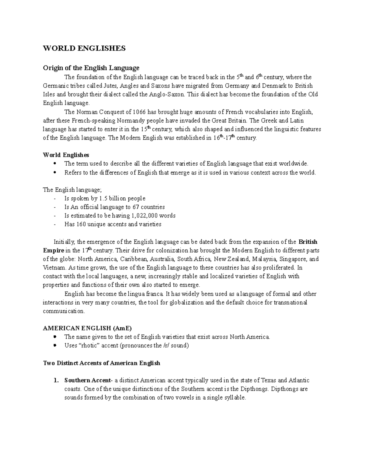 World Englishes-Language vs Dialect - WORLD ENGLISHES Origin of the ...