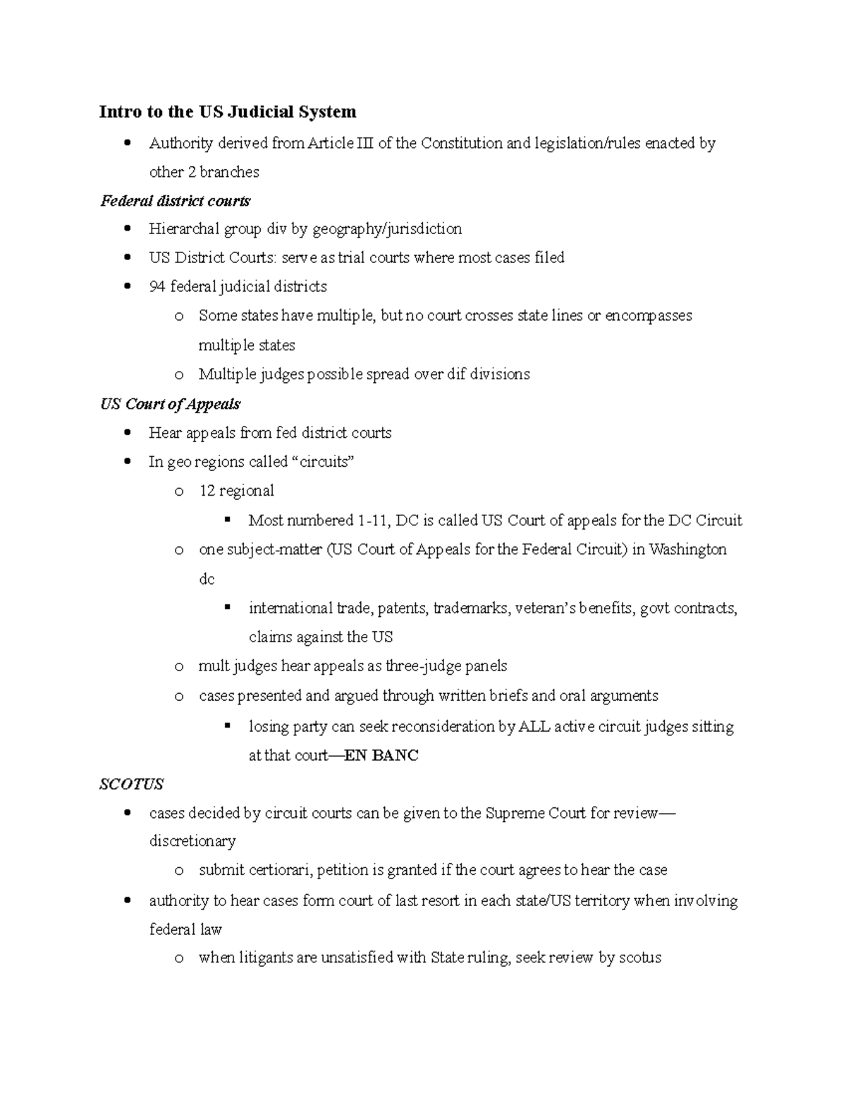 Overview of Civ Pro - Intro to the US Judicial System Authority derived ...