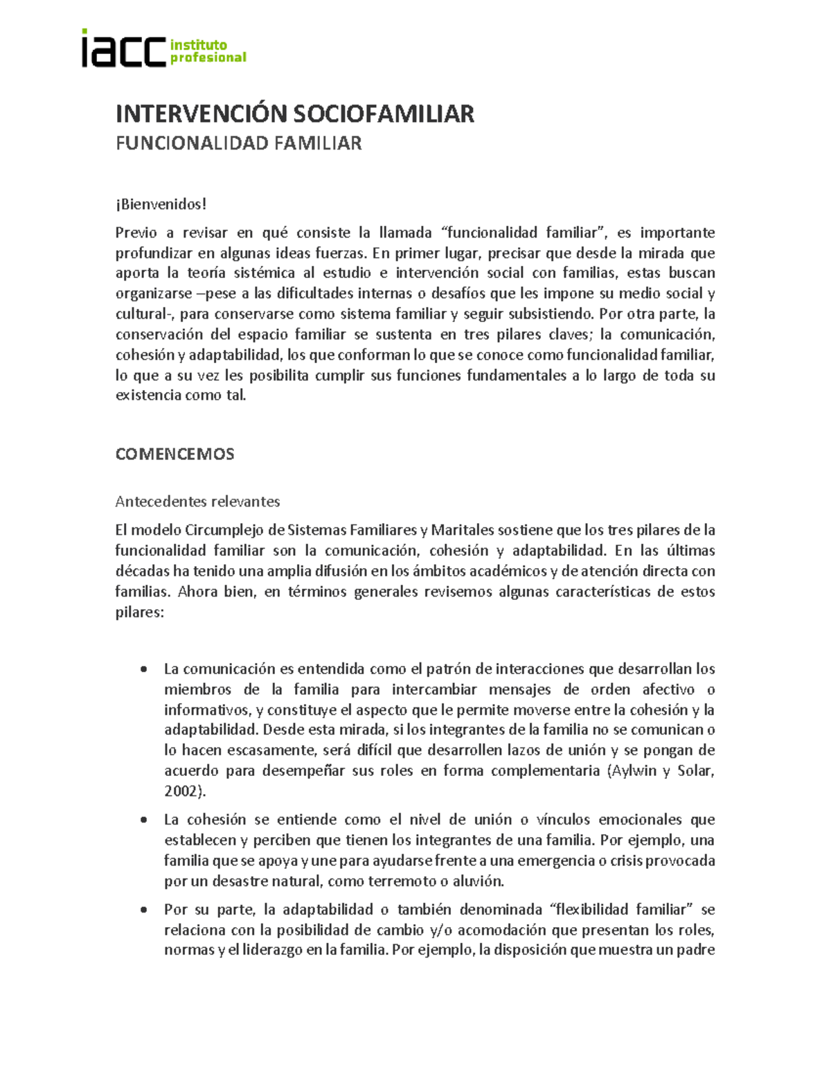 Semana 3 intervencion sociofamiliar - INTERVENCIÓN SOCIOFAMILIAR ...