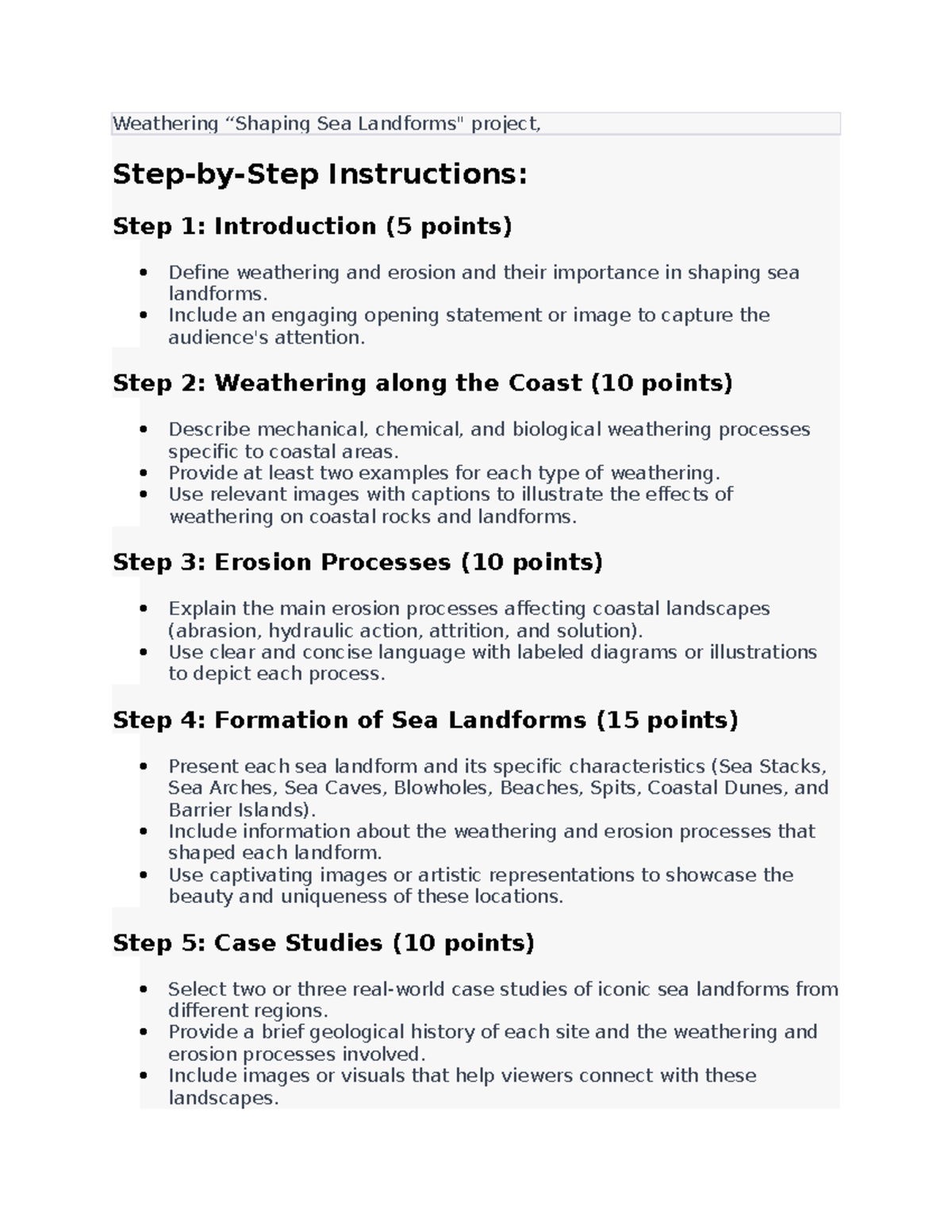 Weathering Project Grade 9s Term 3 2023 - Weathering “Shaping Sea ...
