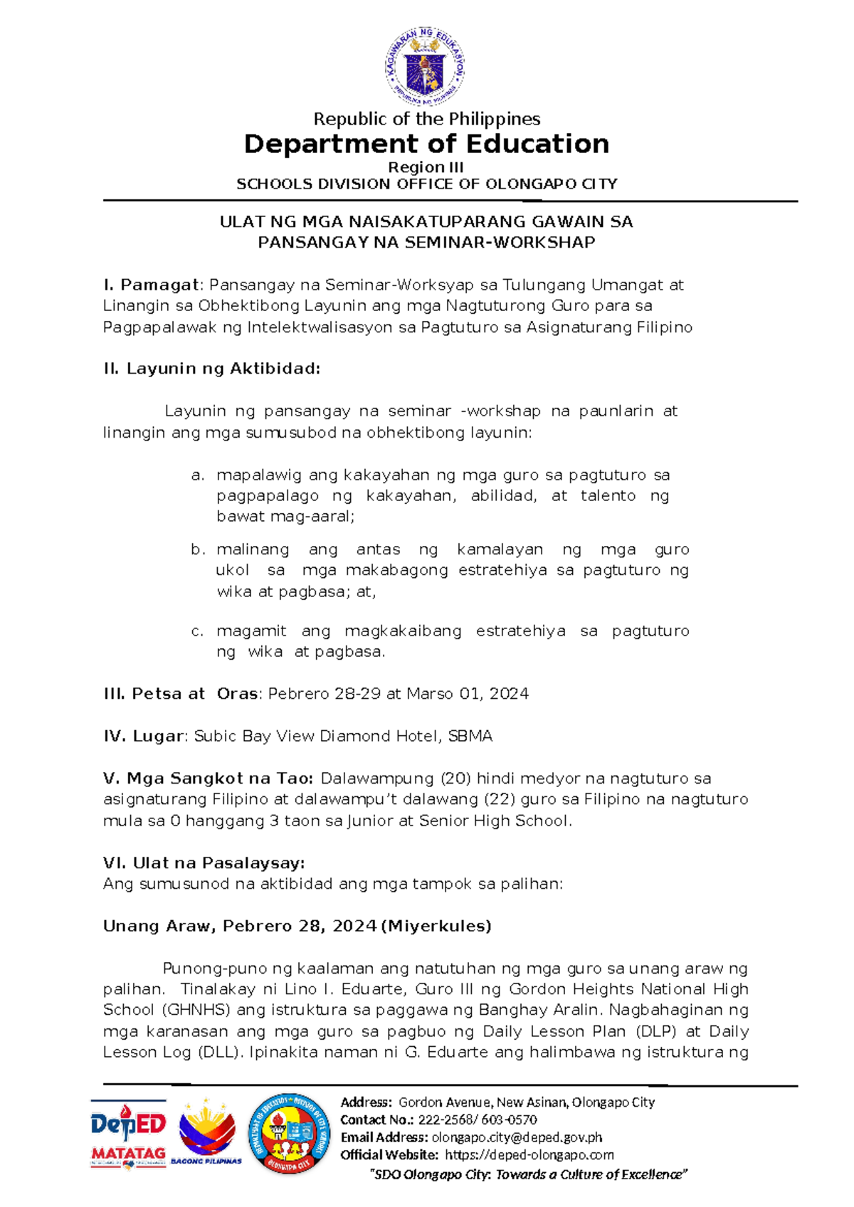 ACR- Pansangay NA Seminar- Worksyap SA Pagpapalawak NG ...