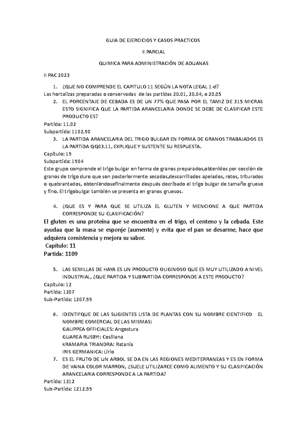 GUIA DE Ejercicios II Partcial QQAA - GUIA DE EJERCICIOS Y CASOS ...