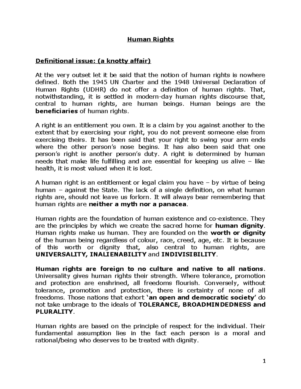 Some introductory notes to Human Rights - Company law - Studocu