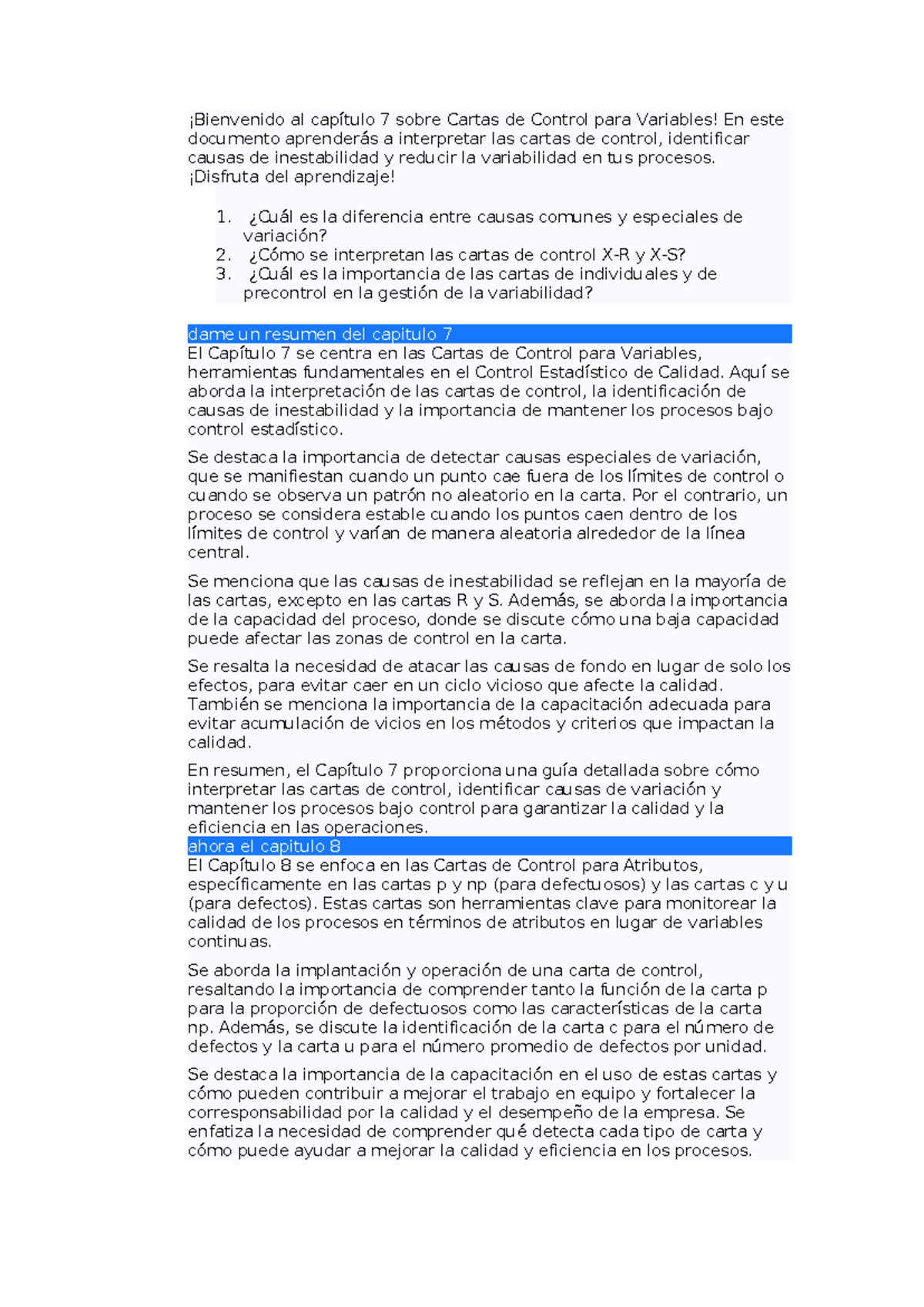 Bienvenido al capítulo 7 sobre Cartas de Control para Variables - ¡Disfruta del aprendizaje! 1 ...