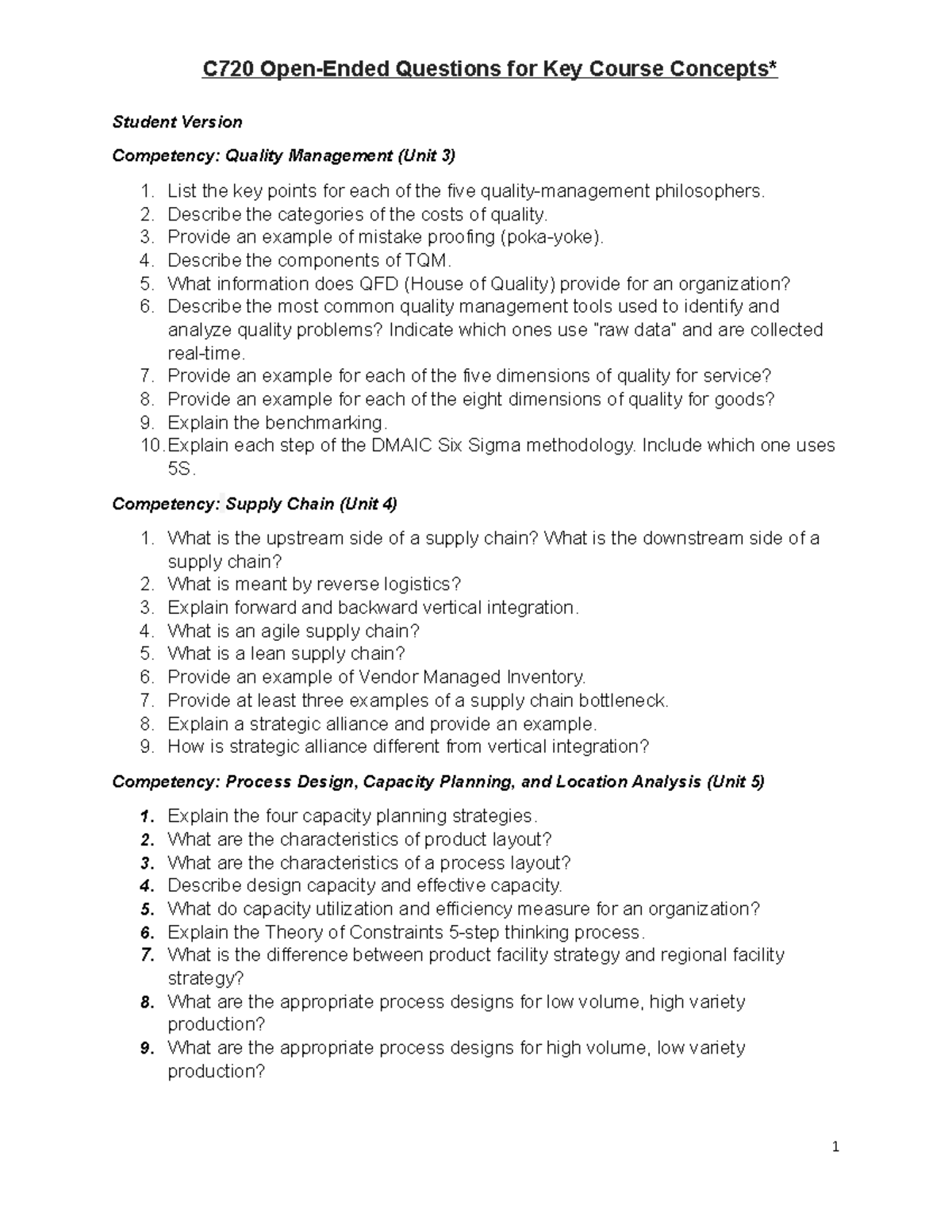 Open Ended Questions-Key Concepts - C720 Open-Ended Questions for Key ...