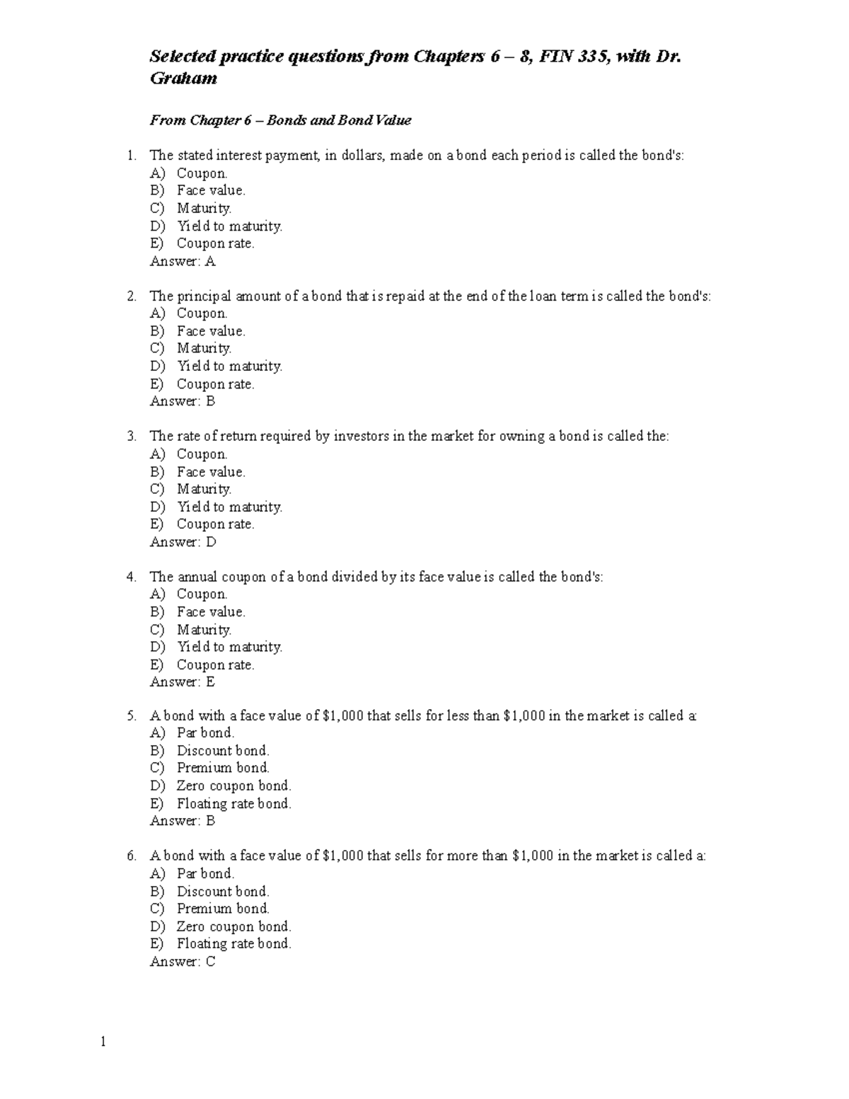 Chapters 6-8Practice Q's - Selected practice questions from Chapters 6 ...