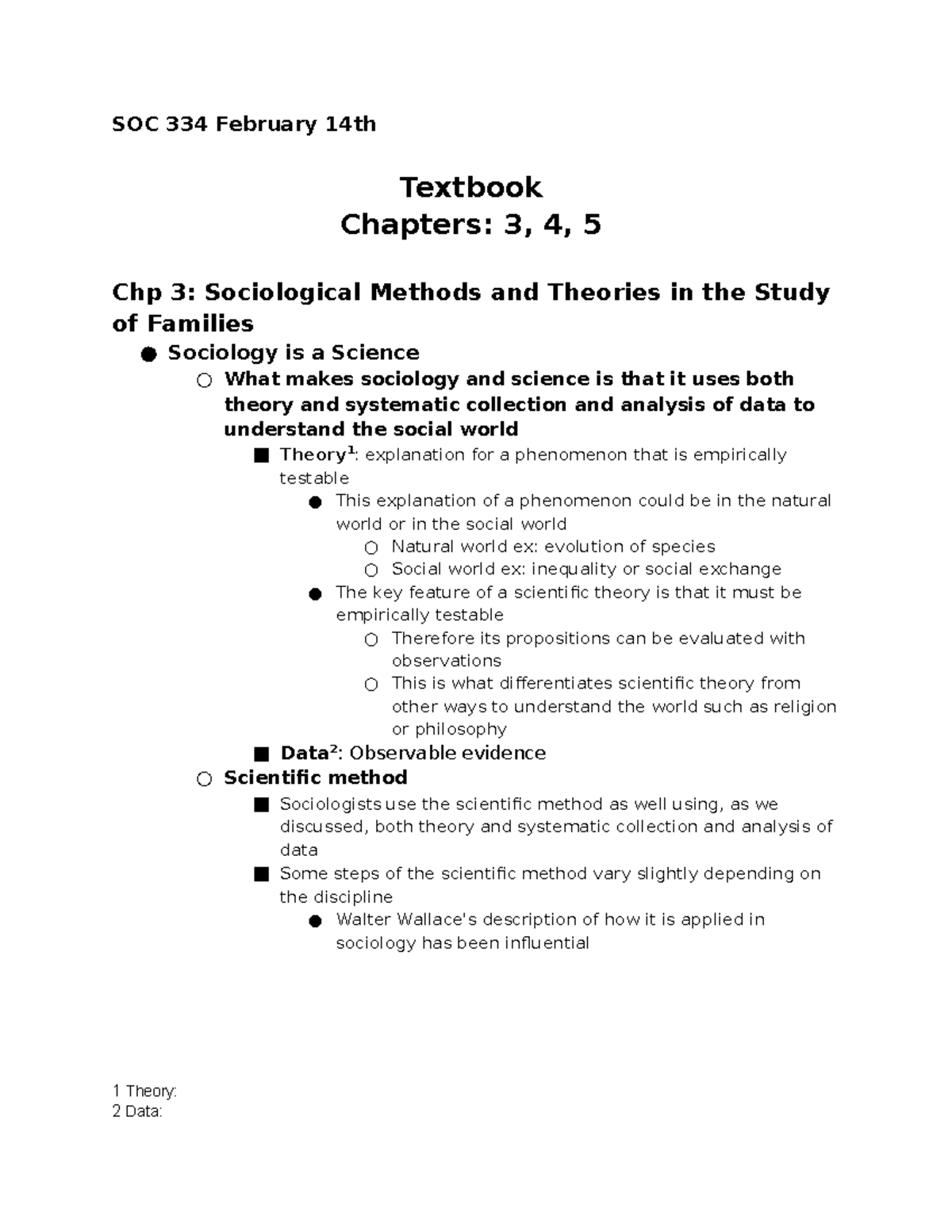 SOC 334 Unit 2 lecture notes - SOC 334 February 14th Textbook Chapters ...