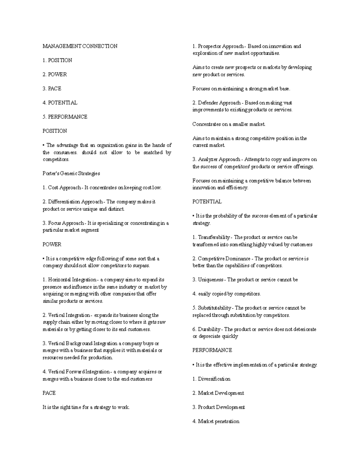 Reviewer Stratma - About strategy - MANAGEMENT CONNECTION 1. POSITION 2 ...