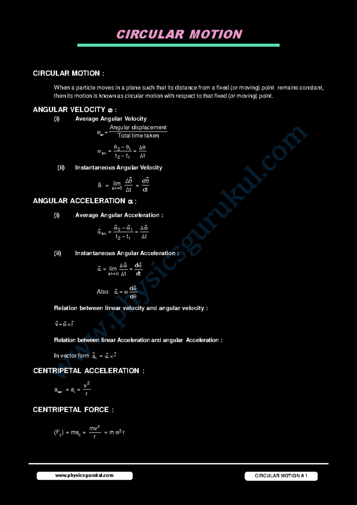Revision-notes Circular-Motion (1)-invert - CIRCULAR MOTION # 1 ...