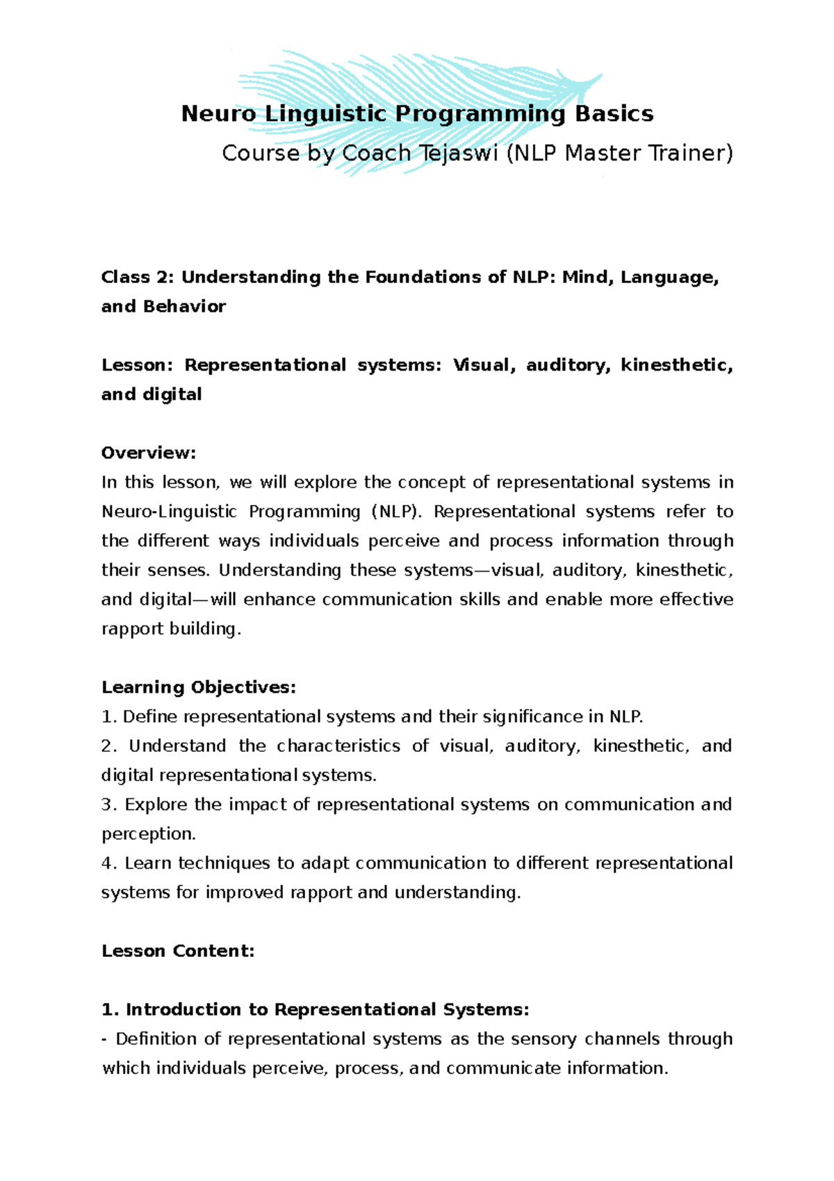 Representational systems- Visual, auditory, kinesthetic, and digital ...