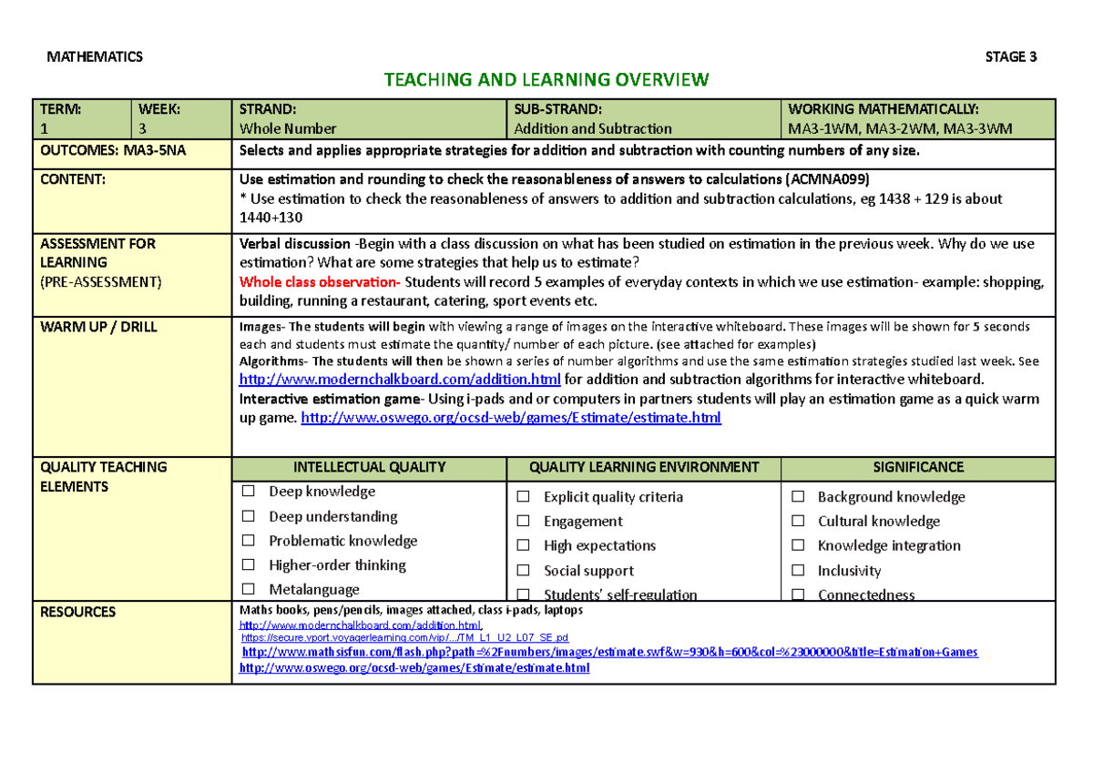 La maths - as - stage 3-plan3 - MATHEMATICS STAGE 3 TEACHING AND ...