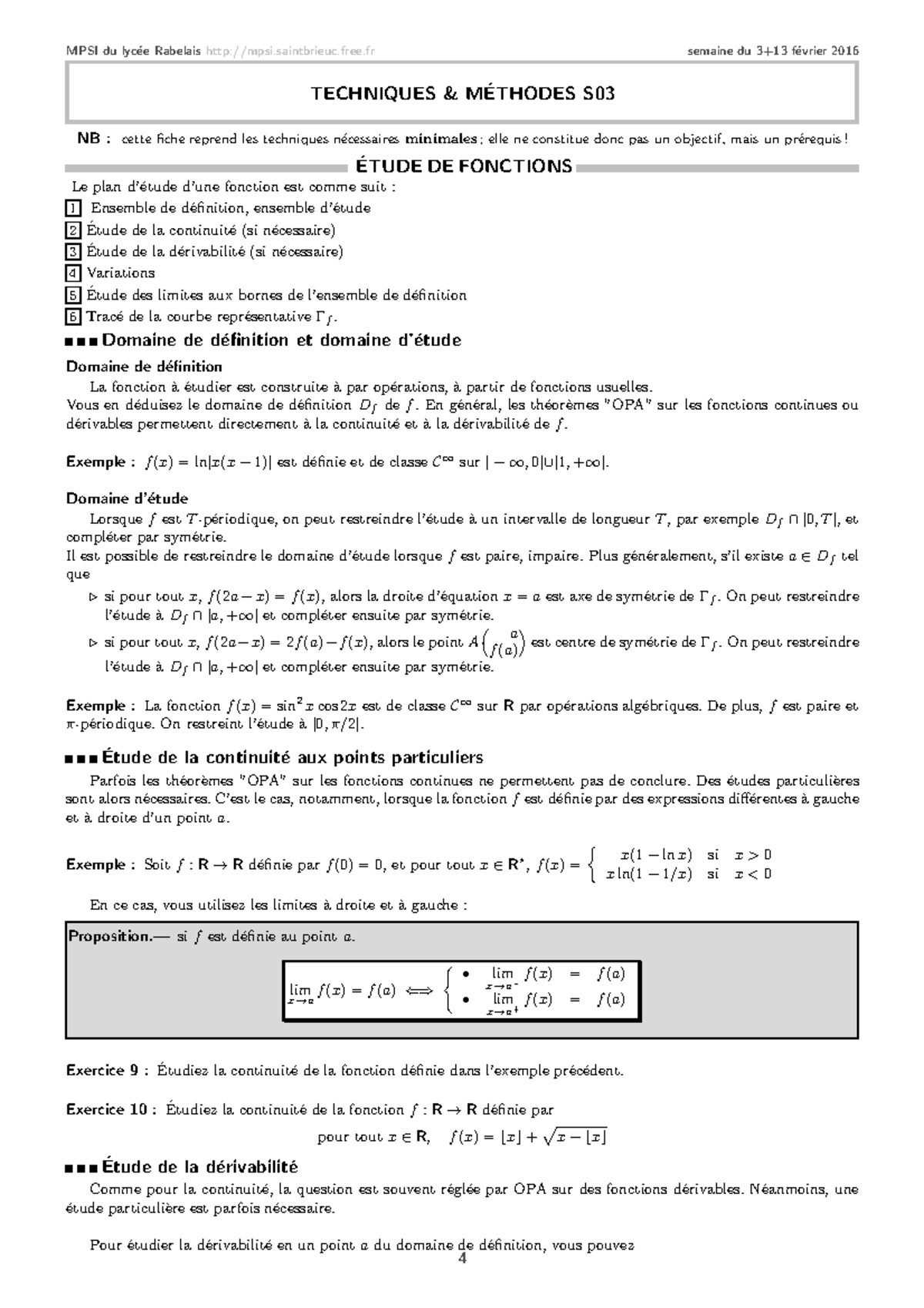 03 - Etude de Fonctions - Cours corriges algèbre - MPSI du lyc ́ee ...
