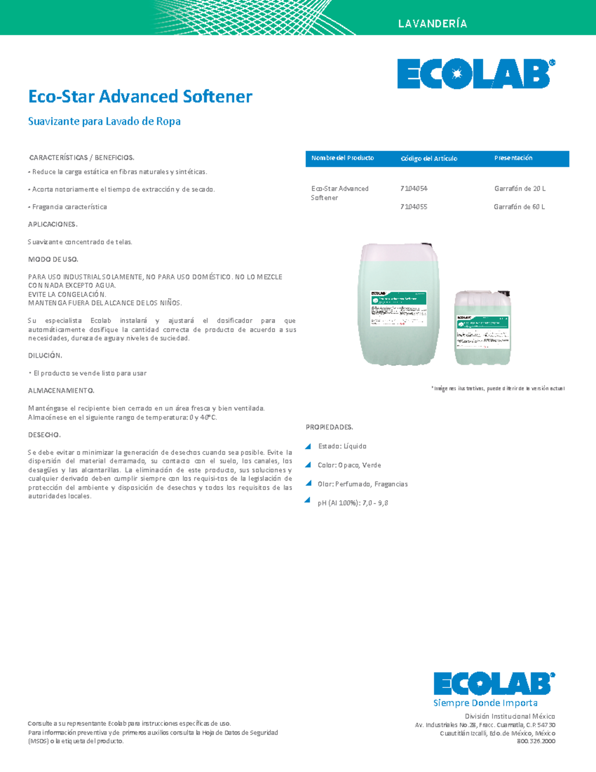 Eco-Star Advanced Softener - HT - LAVANDERÍA Eco-Star Advanced Softener Suavizante para Lavado ...