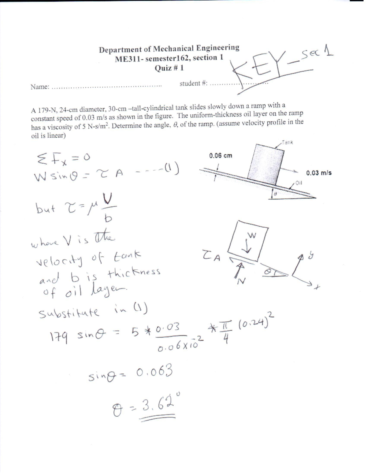 Quiz 1 14 September 2016, questions and answers - Fluid mechanics - Studocu