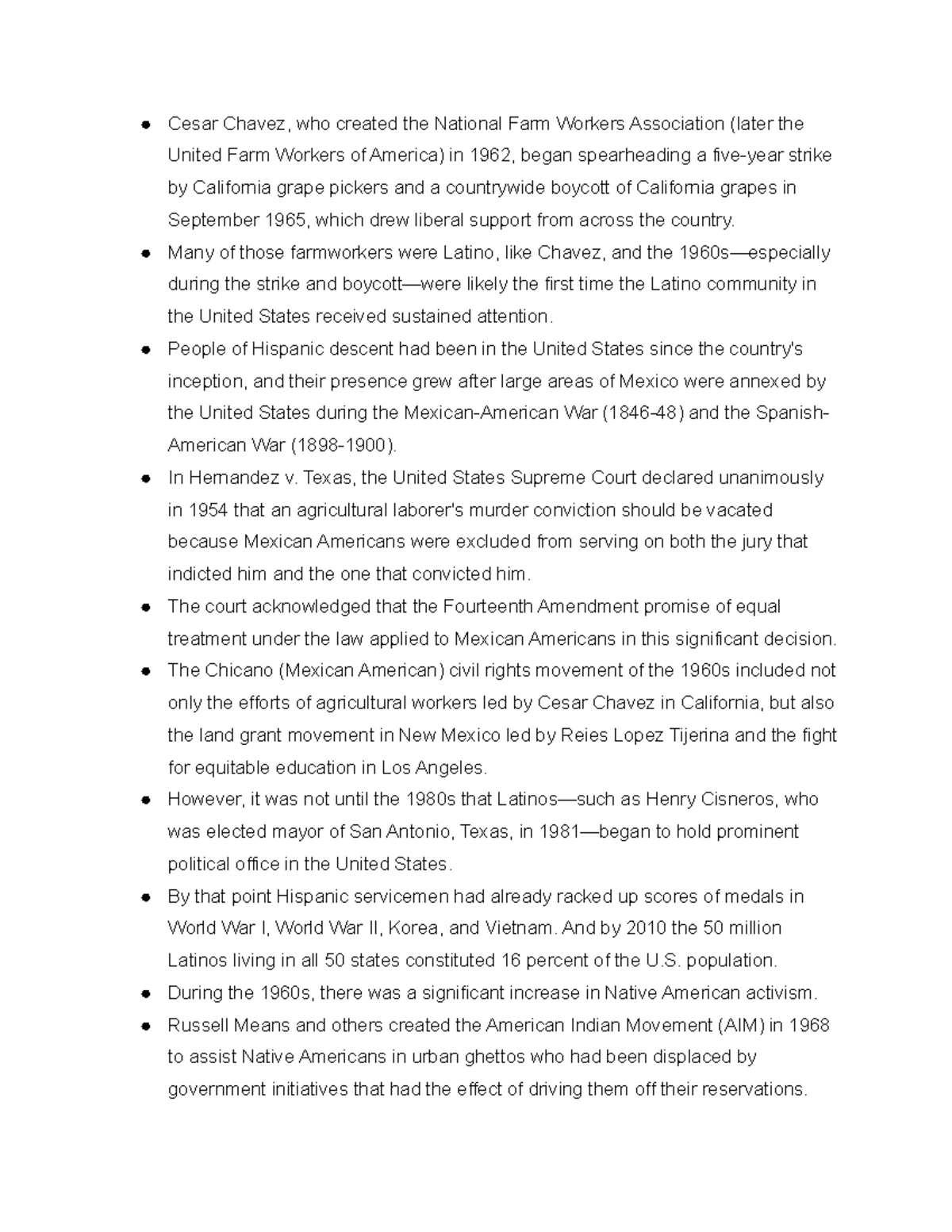 Civil Rights Movement - lecture notes from class - Cesar Chavez, who ...