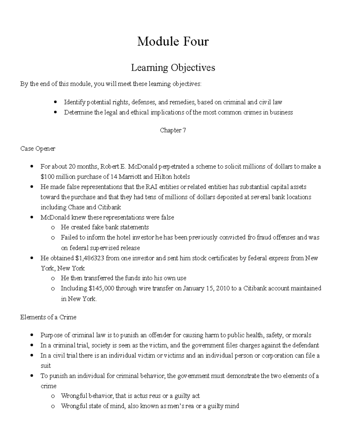 Module 4 Chapter Notes Module Four Learning Objectives By The End Of This Module You Will