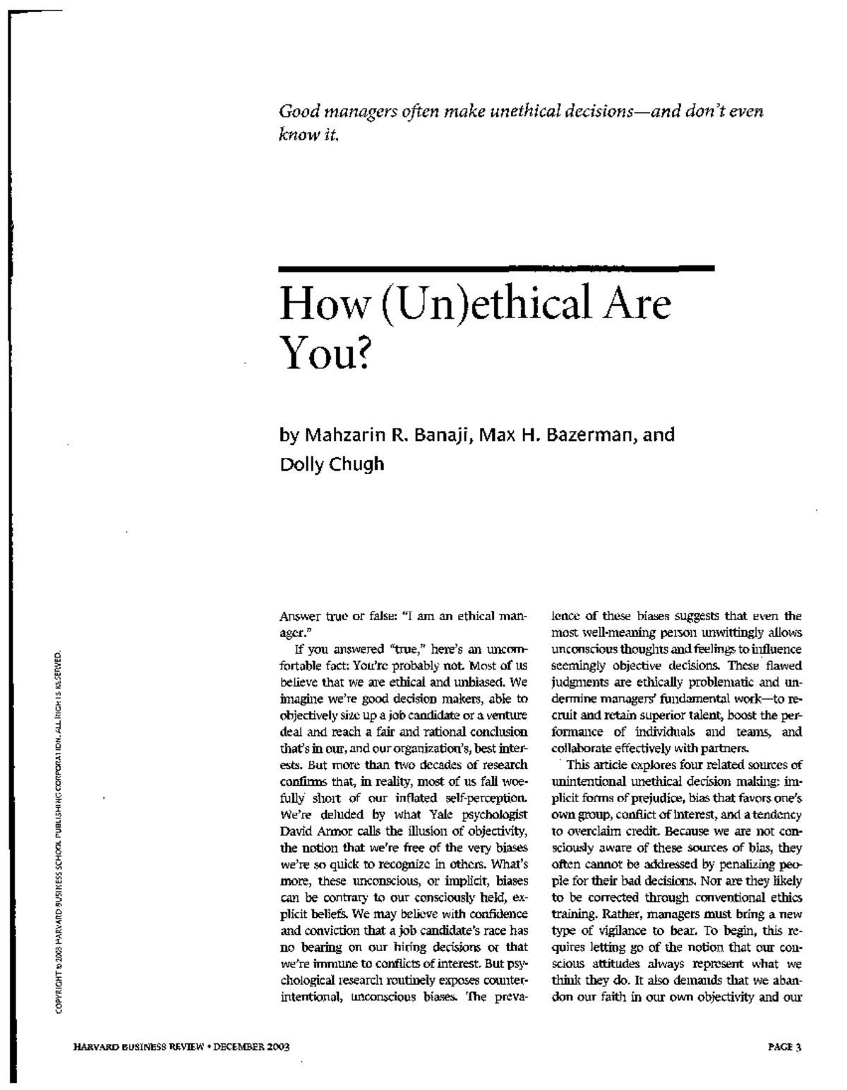 How (Un)ethical Are You - Good managers often make unethical decisions ...