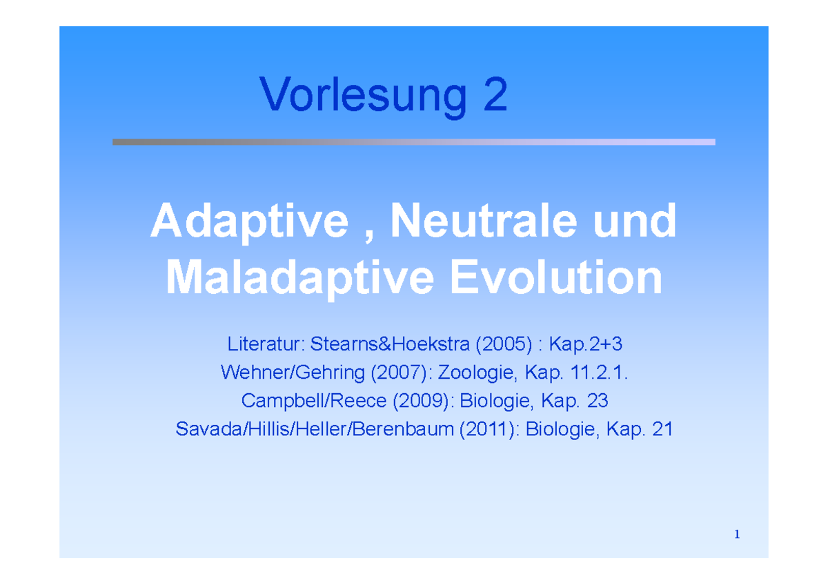 Evo2 Adaptive neutrale Evolution Teil 1 - Adaptive , Neutrale und ...