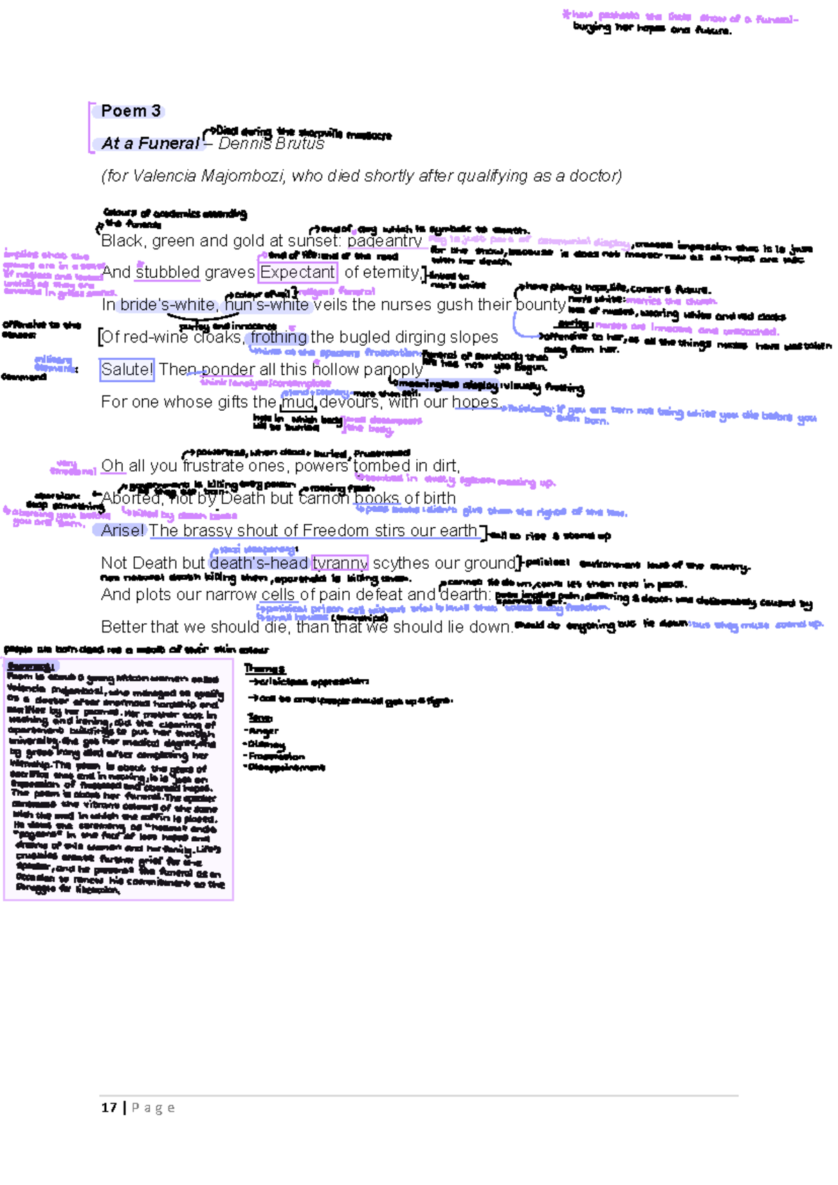 Poetry notes grade 12 - 17 | P a g e Poem 3 At a Funeral – Dennis ...