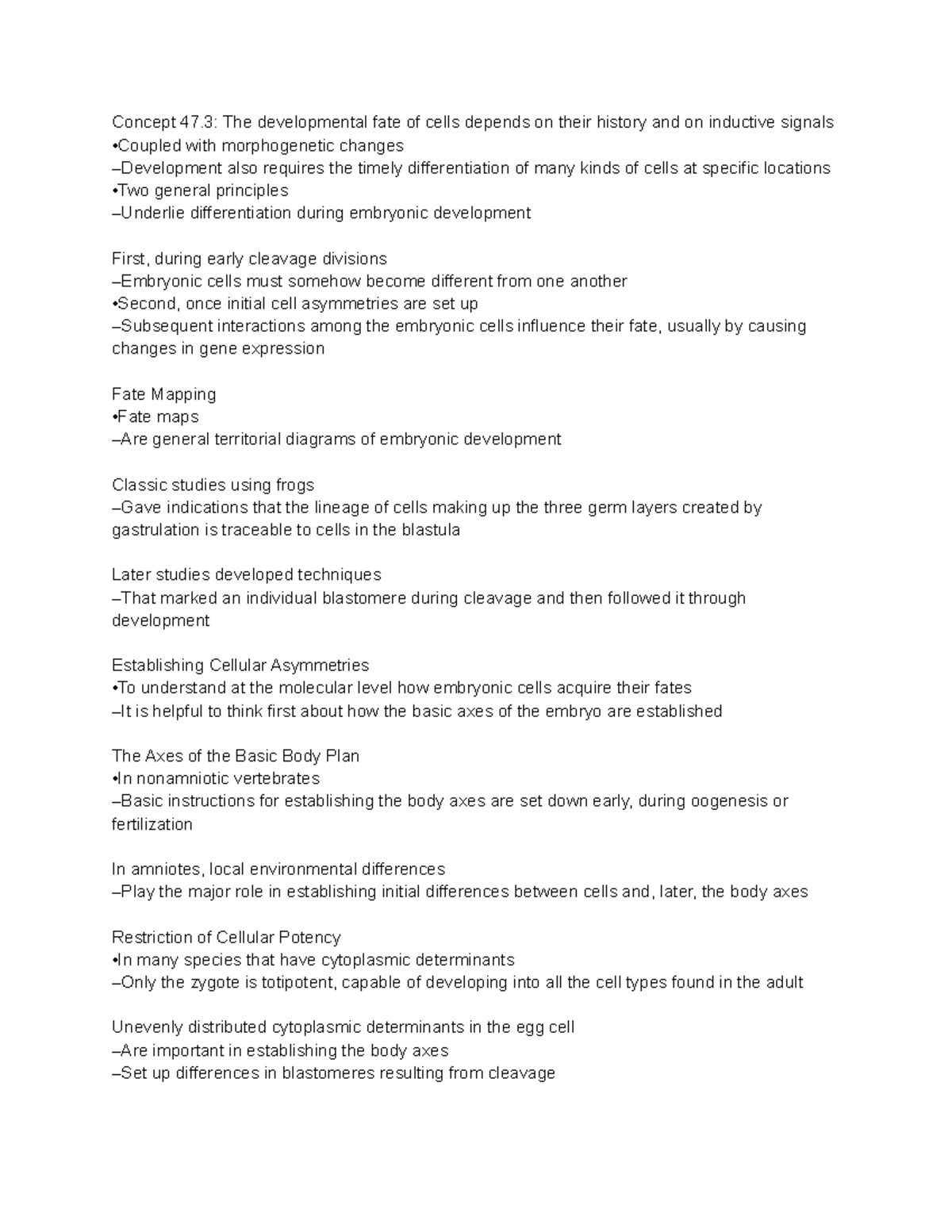 BIOL 113 Ch.47 Section 3 - Concept 47: The developmental fate of cells ...