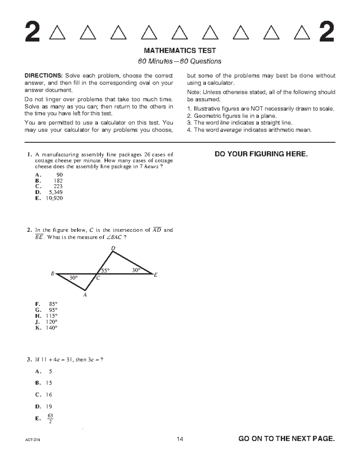ACT - 2023 - Z18 - Math - Practice Materials - A manufacturing assembly ...