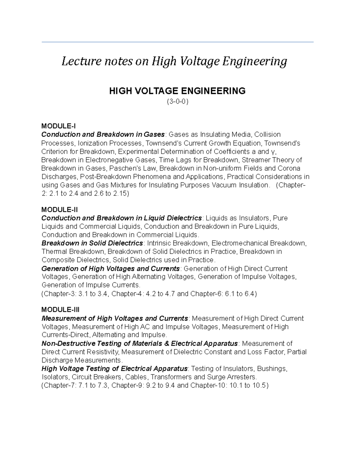 Hveee Final - notes on mechanism - Lecture notes on High Voltage ...