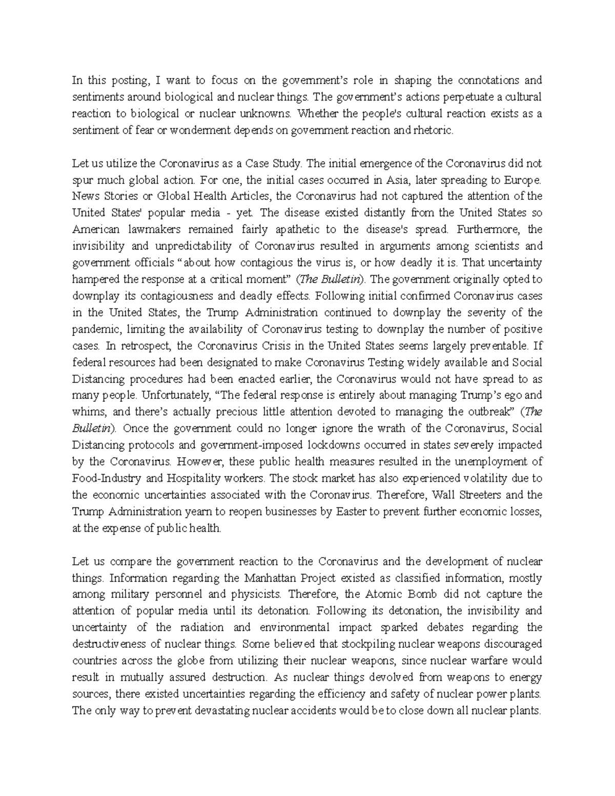 Posting #7 - Short Writing Assignment - In this posting, I want to ...