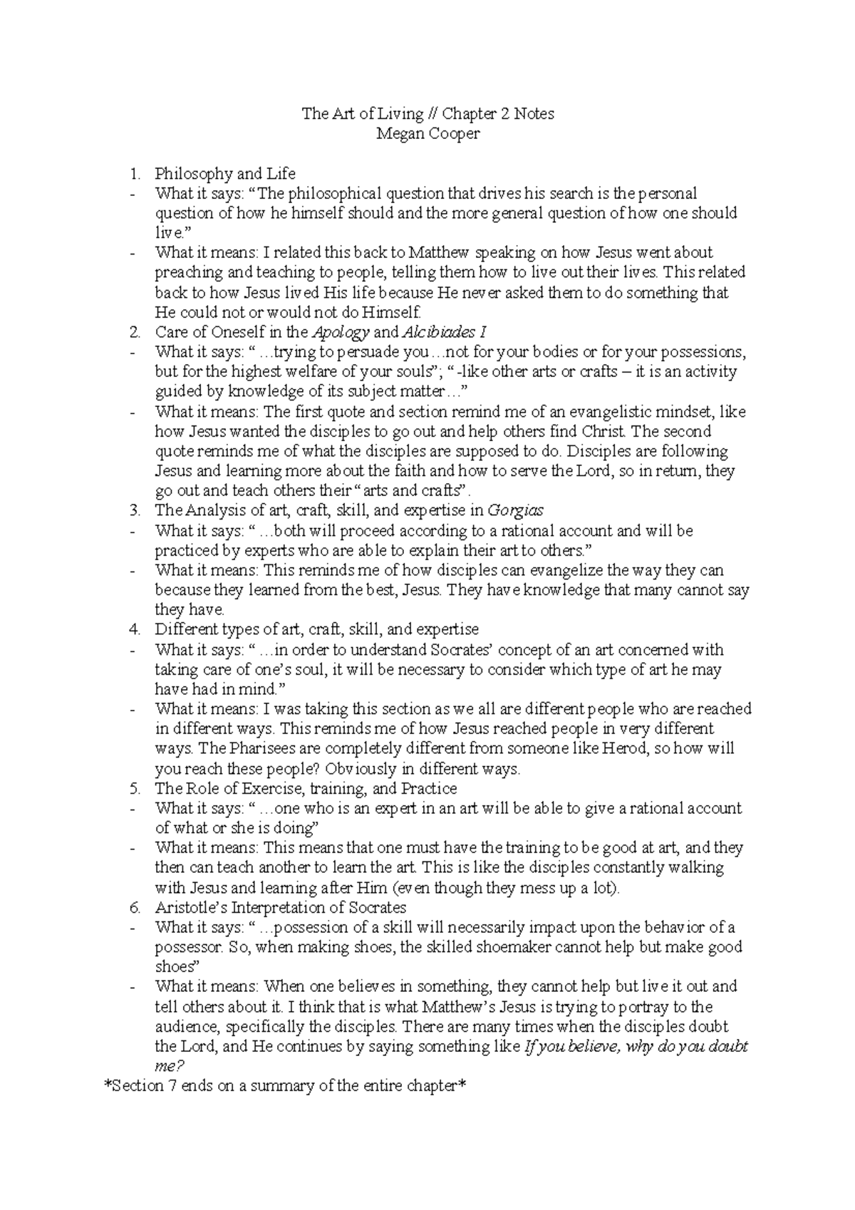 Chapter 2 - Art of Living Notes - The Art of Living // Chapter 2 Notes ...