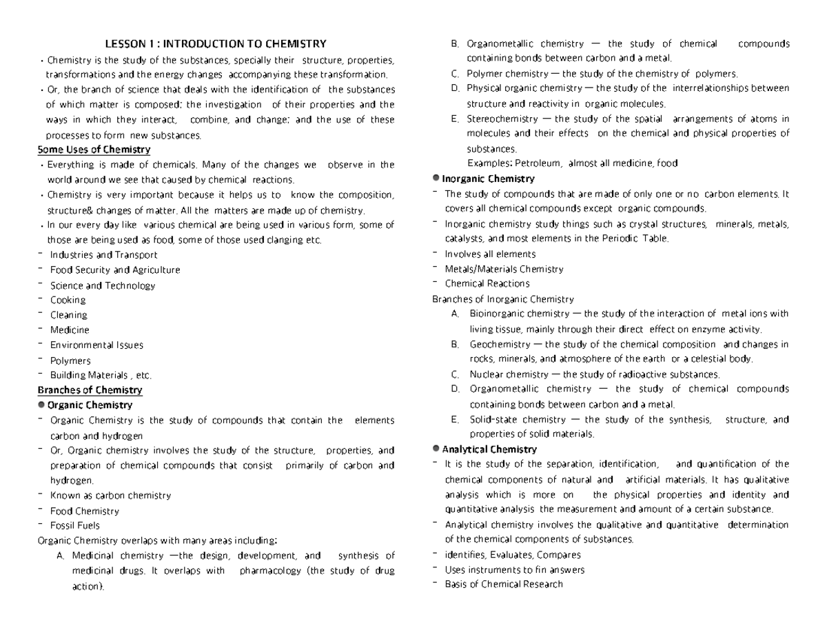 General Chemistry Lesson 1 - Science, Technology, Engineering, and ...