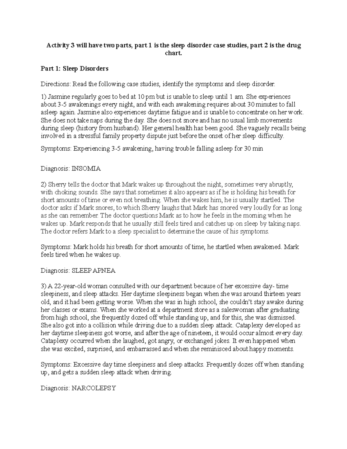 Assignemnt 3 - homework - Activity 3 will have two parts, part 1 is the ...