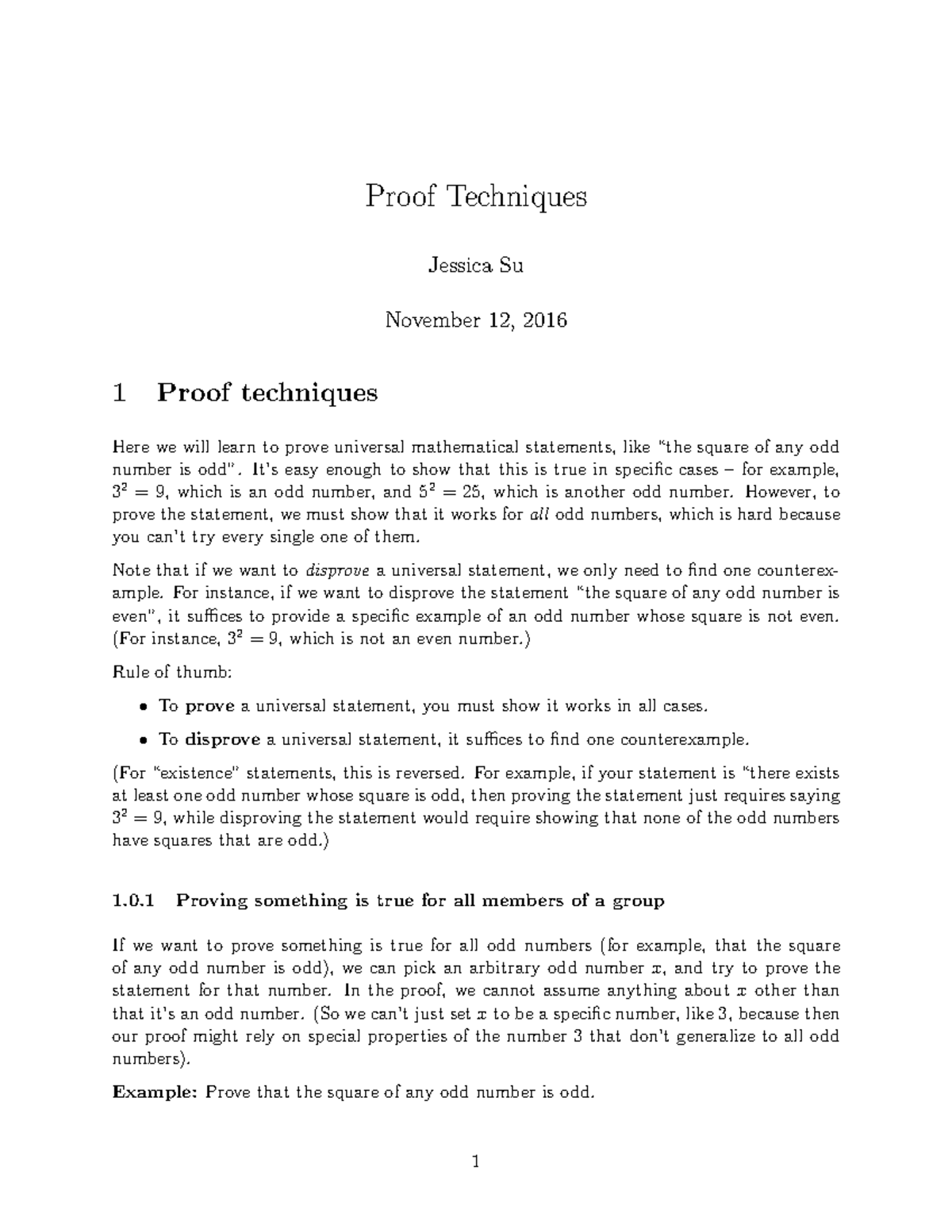 Proofs - It’s easy enough to show that this is true in specific cases ...