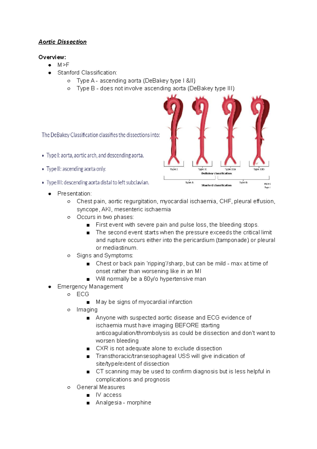Aortic Dissection and RAAA - Management - Aortic Dissection Overview: M ...