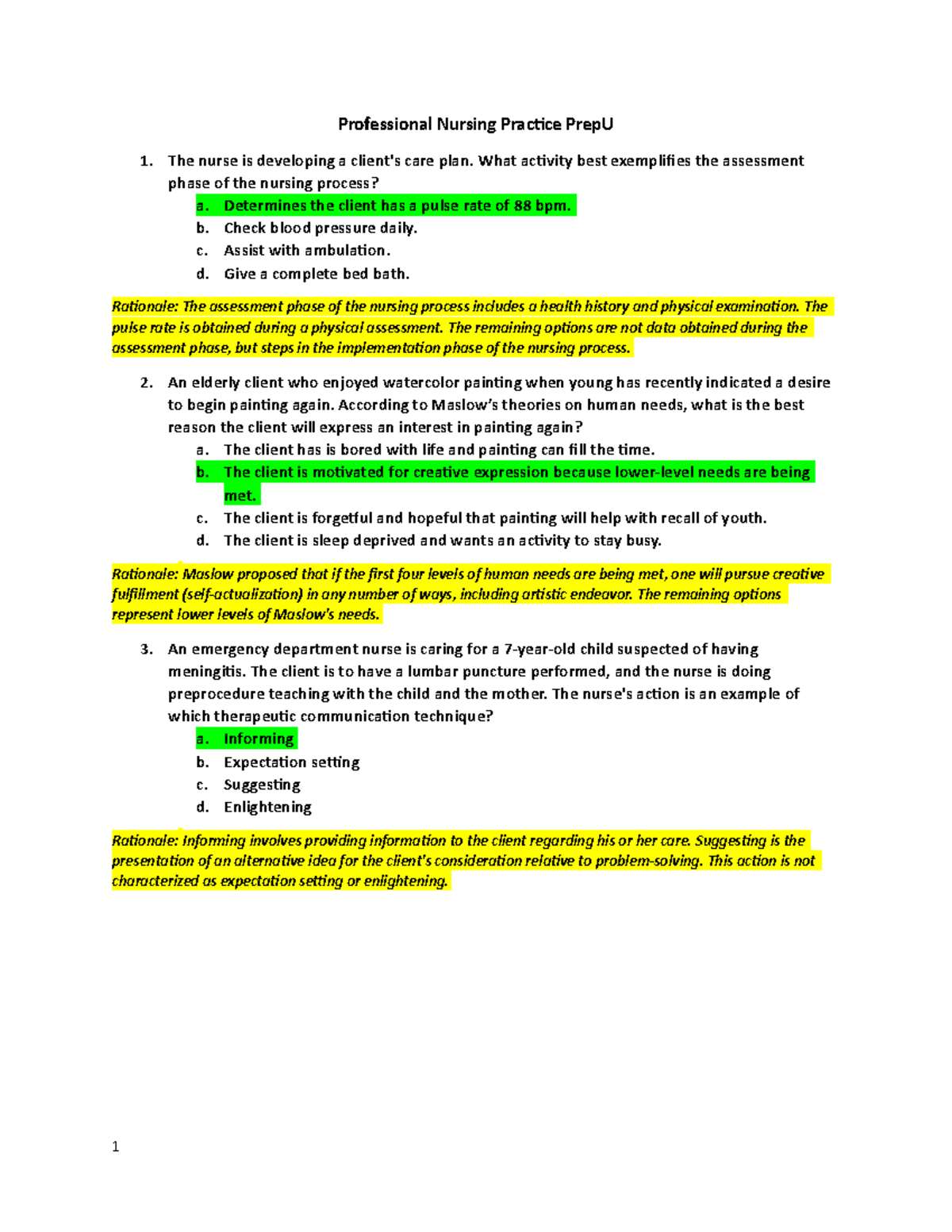 Professional Nursing Practice Prep U - Professional Nursing Practice ...