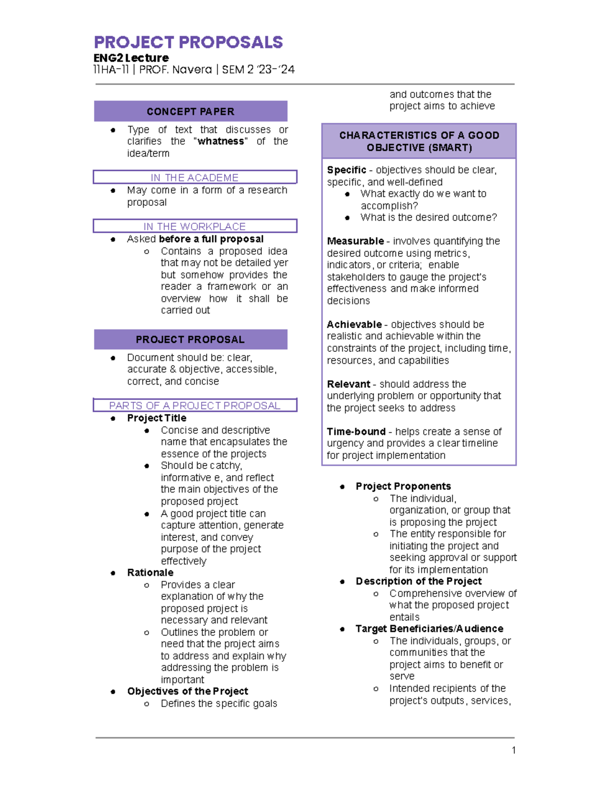 PROJECT PROPOSALS - PROJECT PROPOSALS ENG 2 Lecture 11 HA- 11 | PROF ...