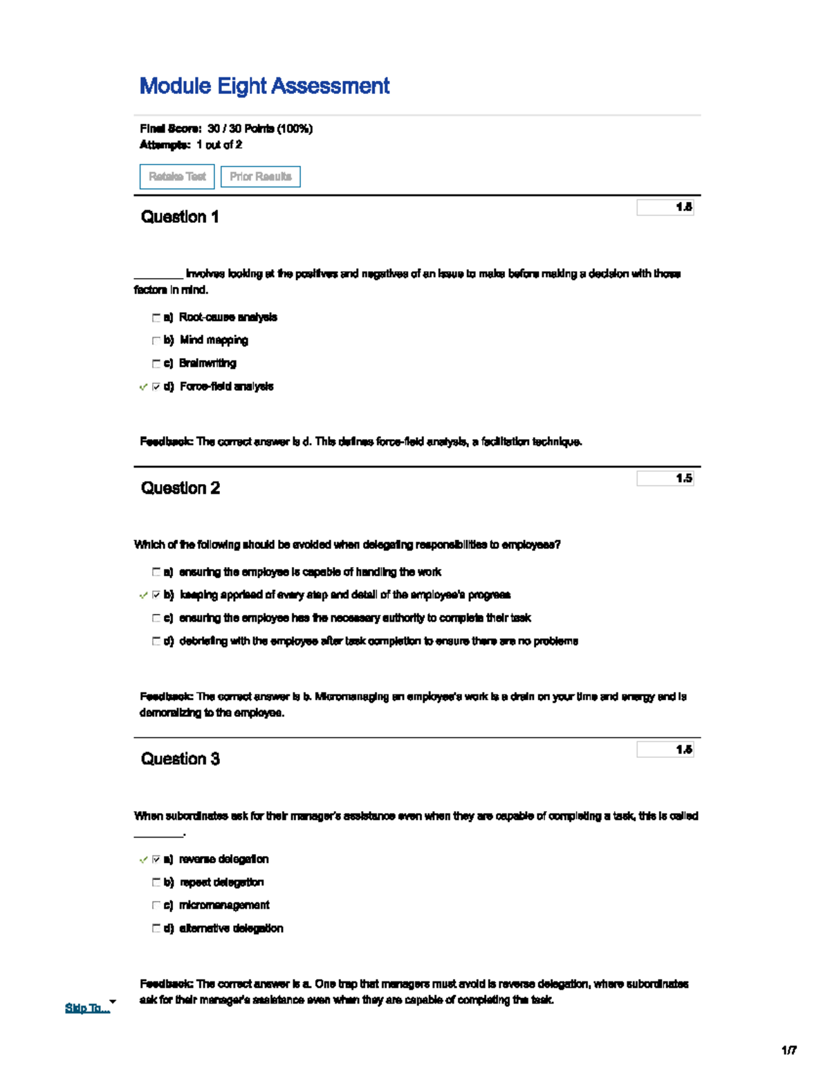 Week 8 Assesment - Week 8 assessment answers - QSO340 - Studocu